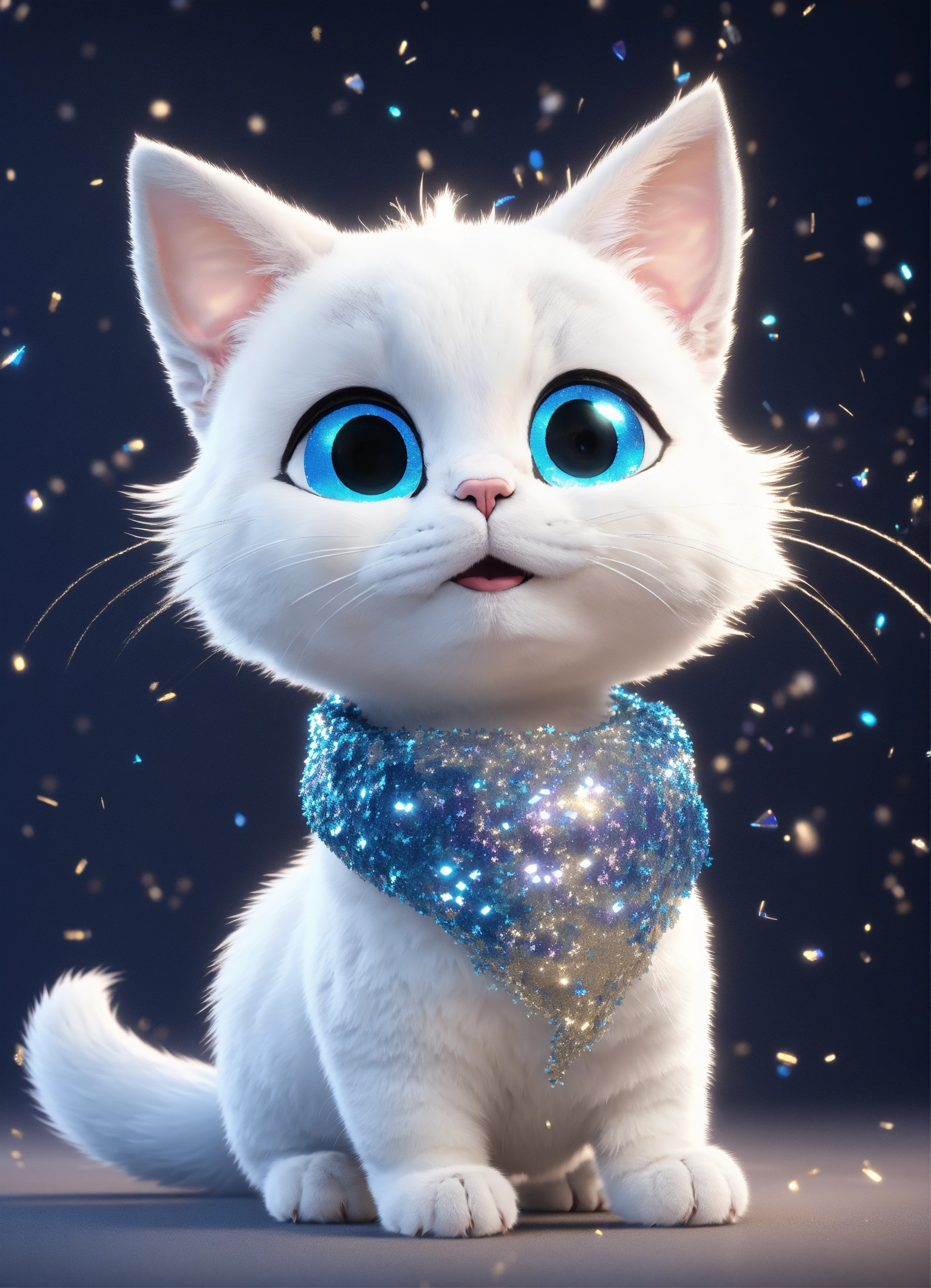 Lexica - Cartoon character a white cat with a silver coat and sparkling ...