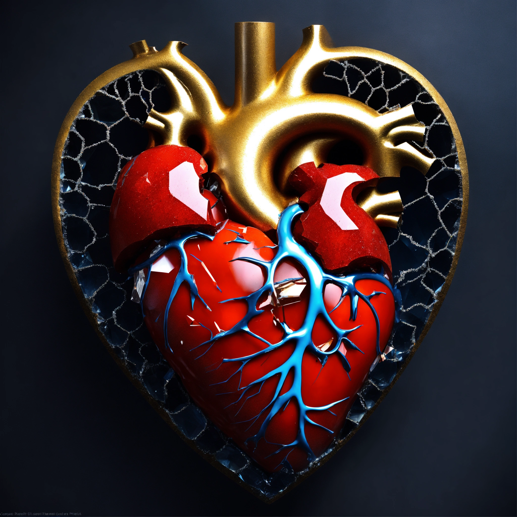 Lexica - Anatomically correct human heart, crystallized and breaking ...