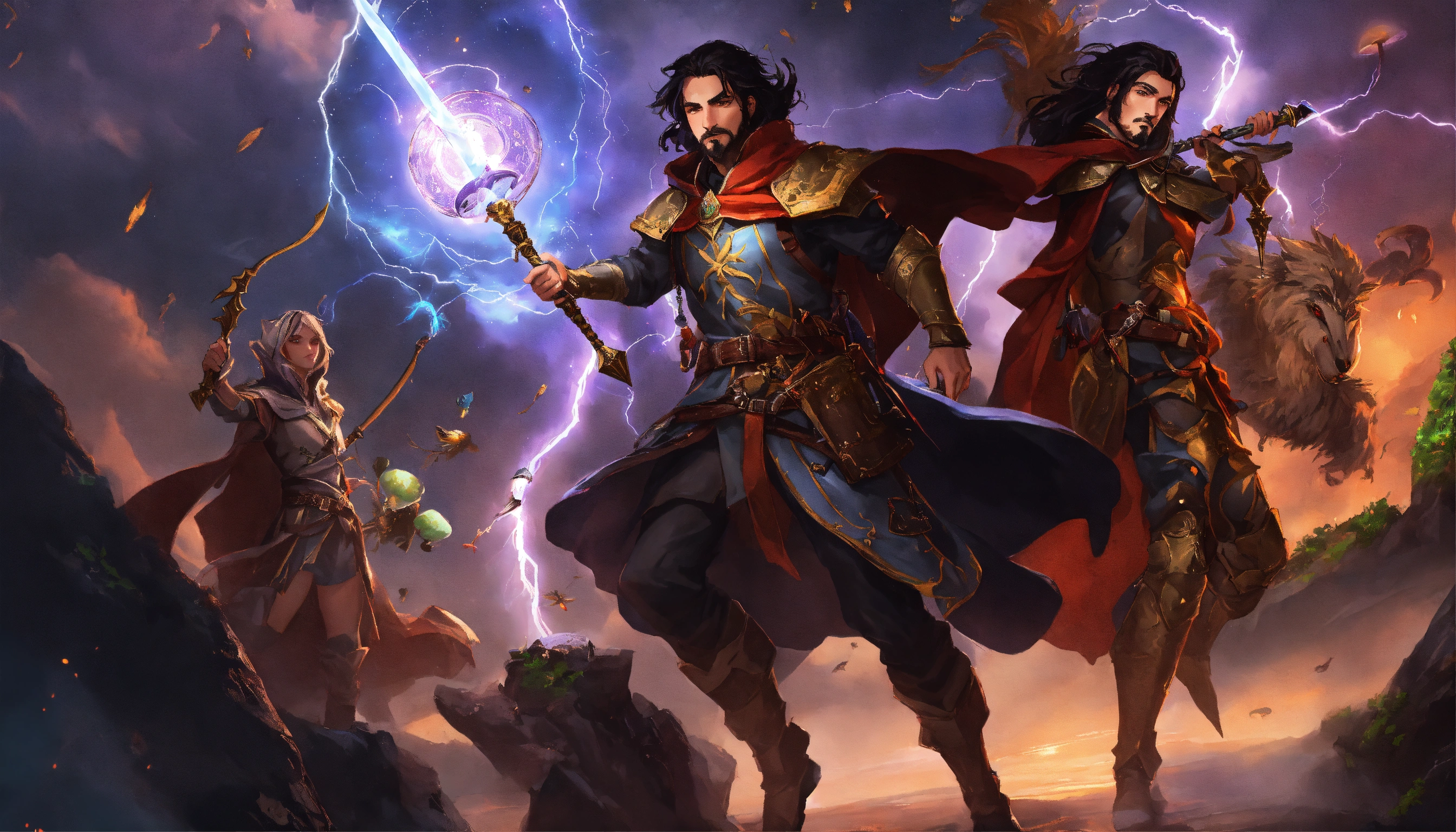 Lexica - A younger dark medium hair French goatee wizard with no hood ...