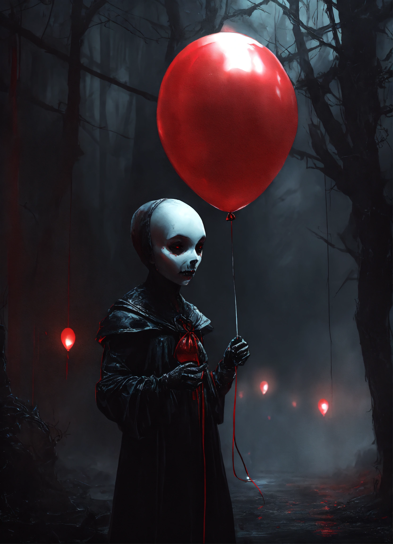 Lexica - Dark aesthetic, A creepy dark humanoid figure, holding a red ...