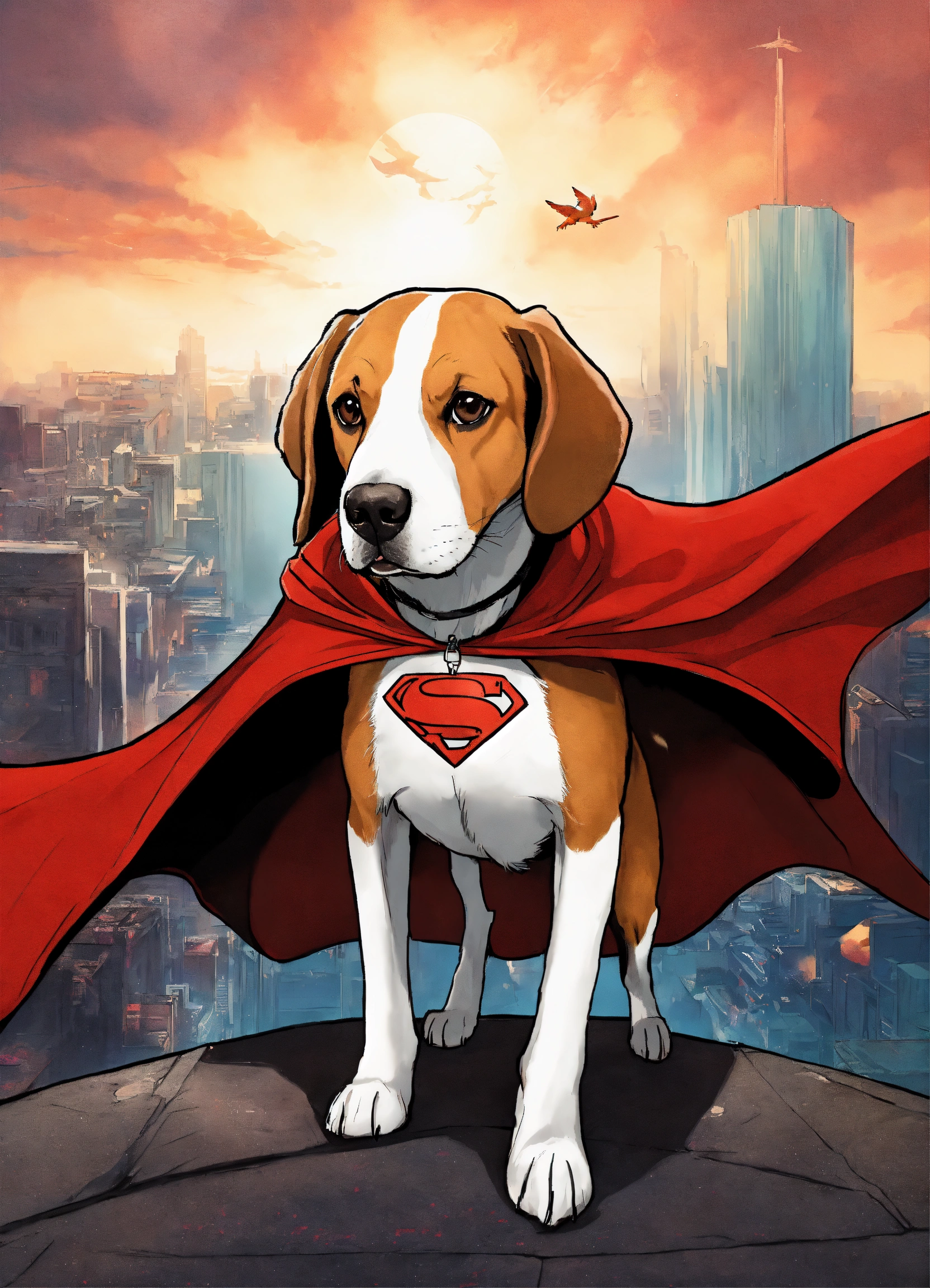 Lexica - I would like a manga style cartoon of a beagle super hero with ...
