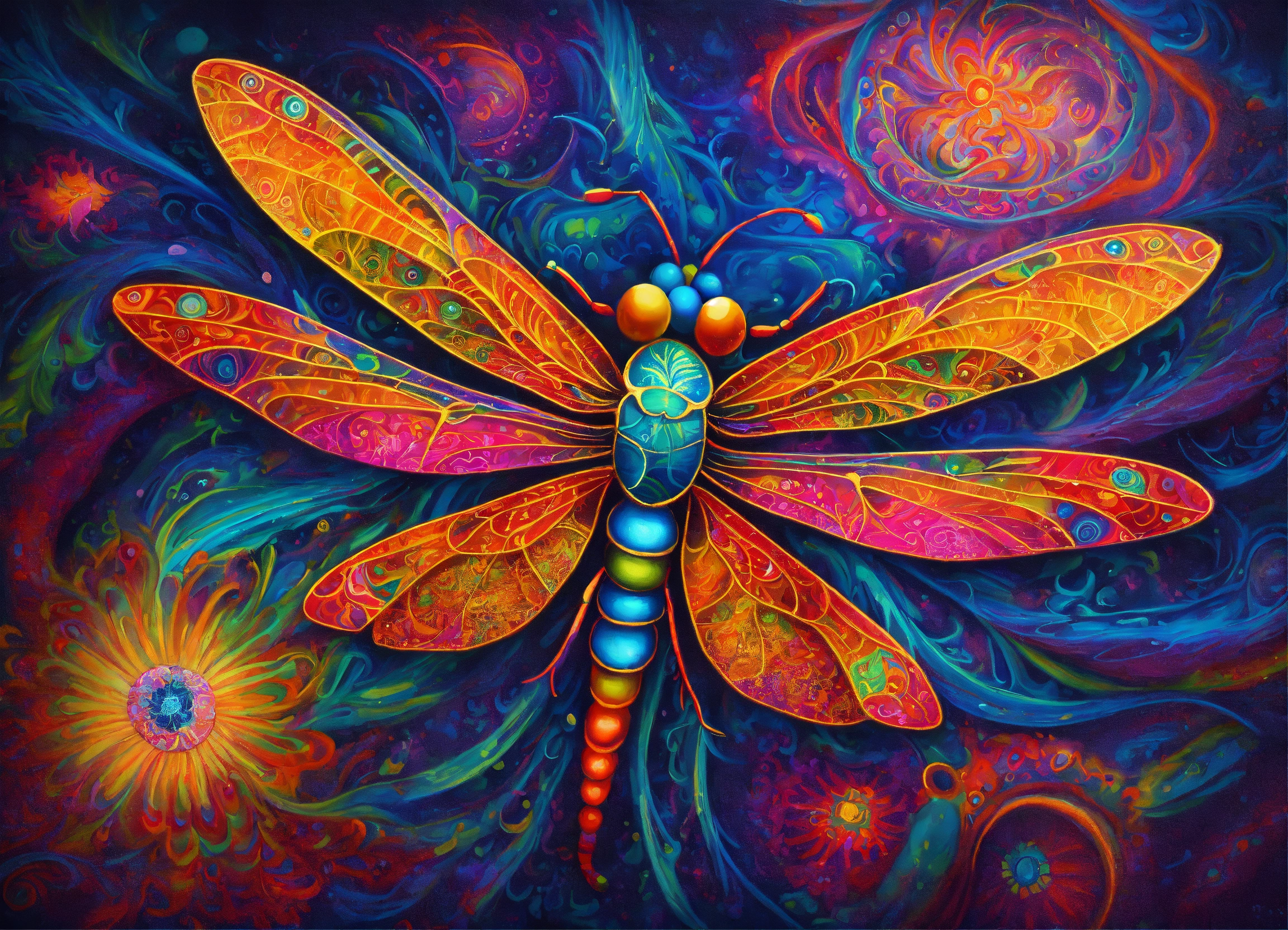 Lexica - Vibrant neo-traditional, a painting of a neon psychedelic ...