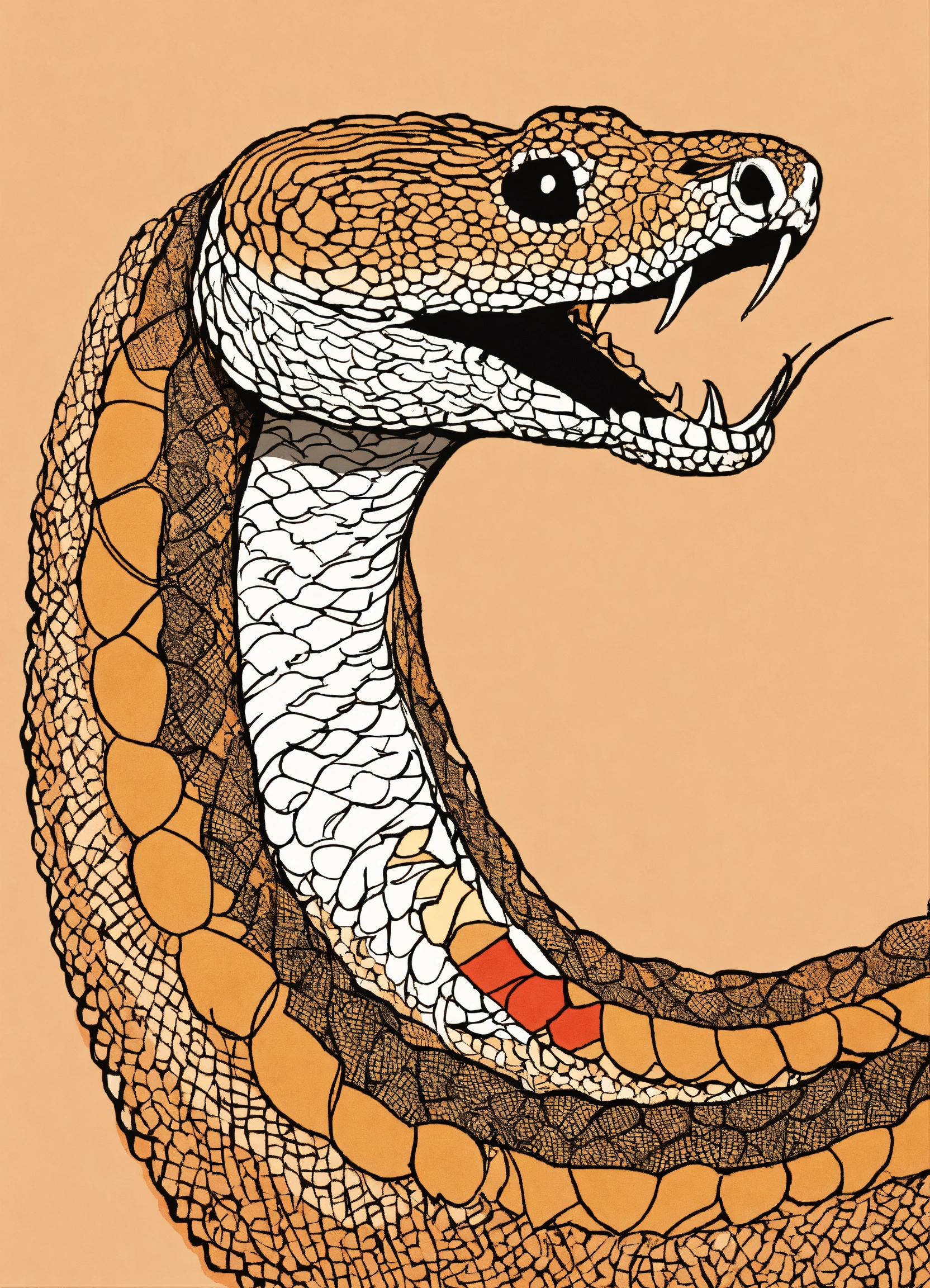 Lexica - Beautiful detailed rattlesnake portrait, one line drawing ...
