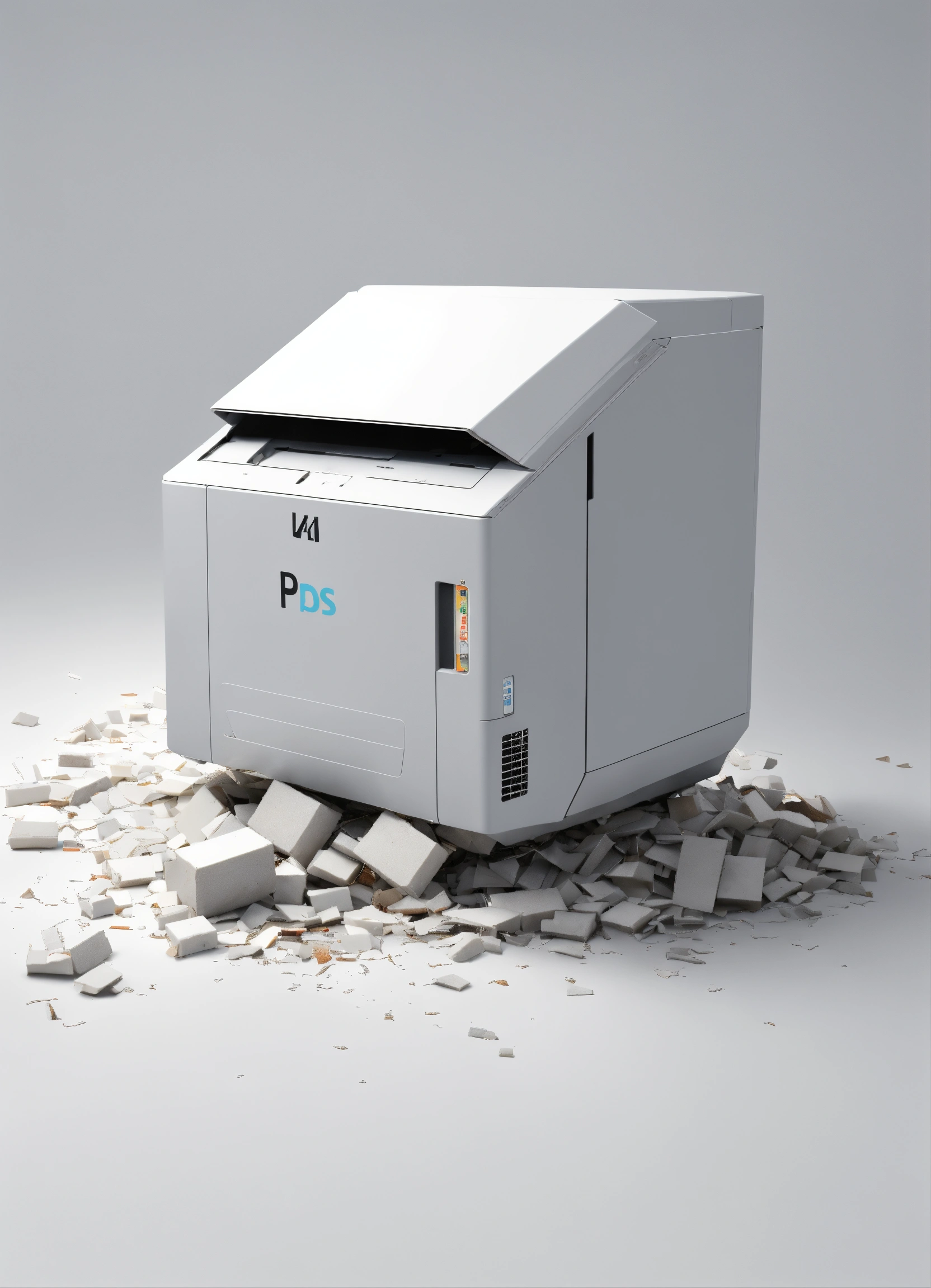 Lexica - A broken crashed POS package, white background, 4k image