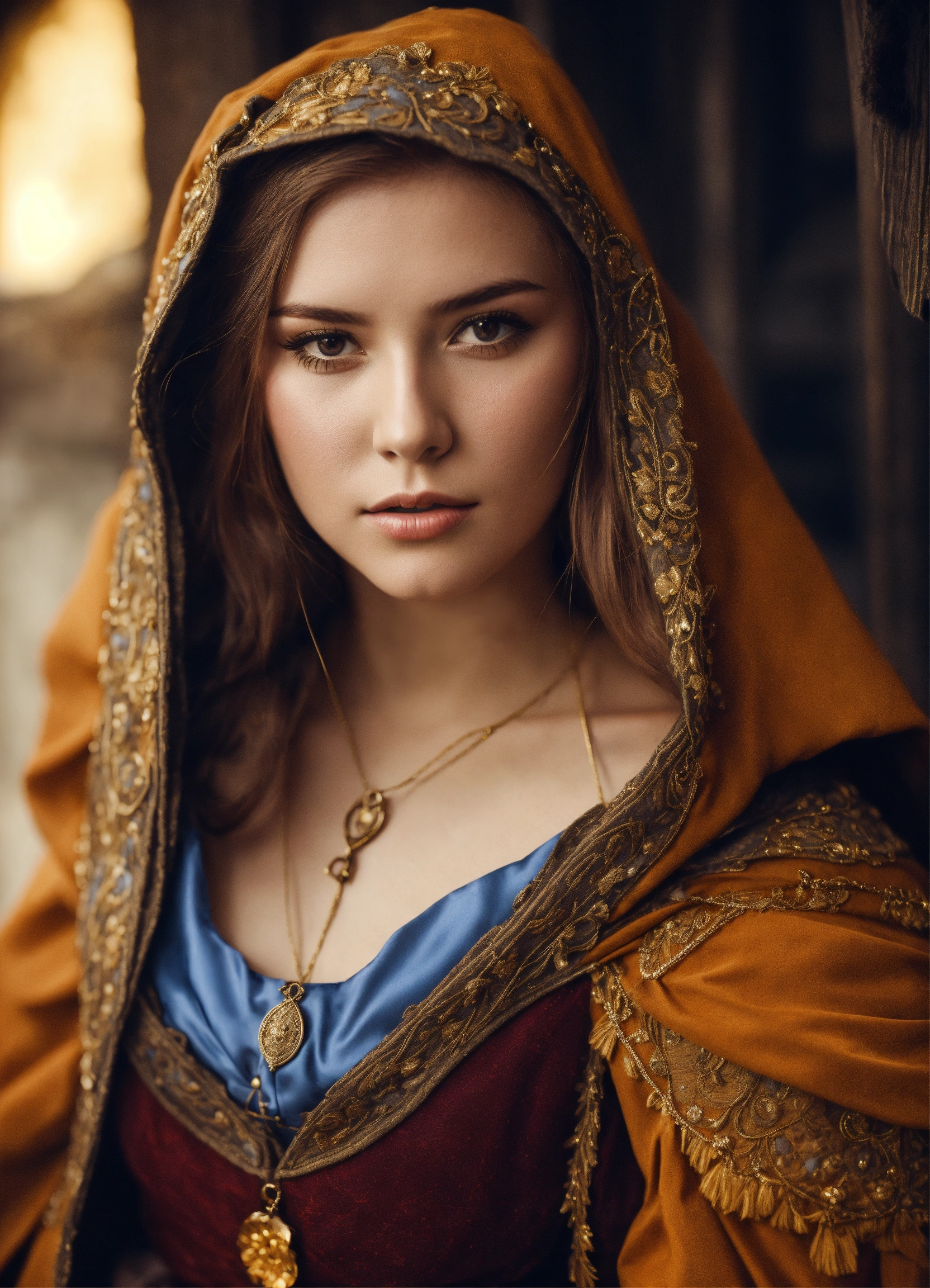 Lexica - Pretty covered girl in medieval mage clothing