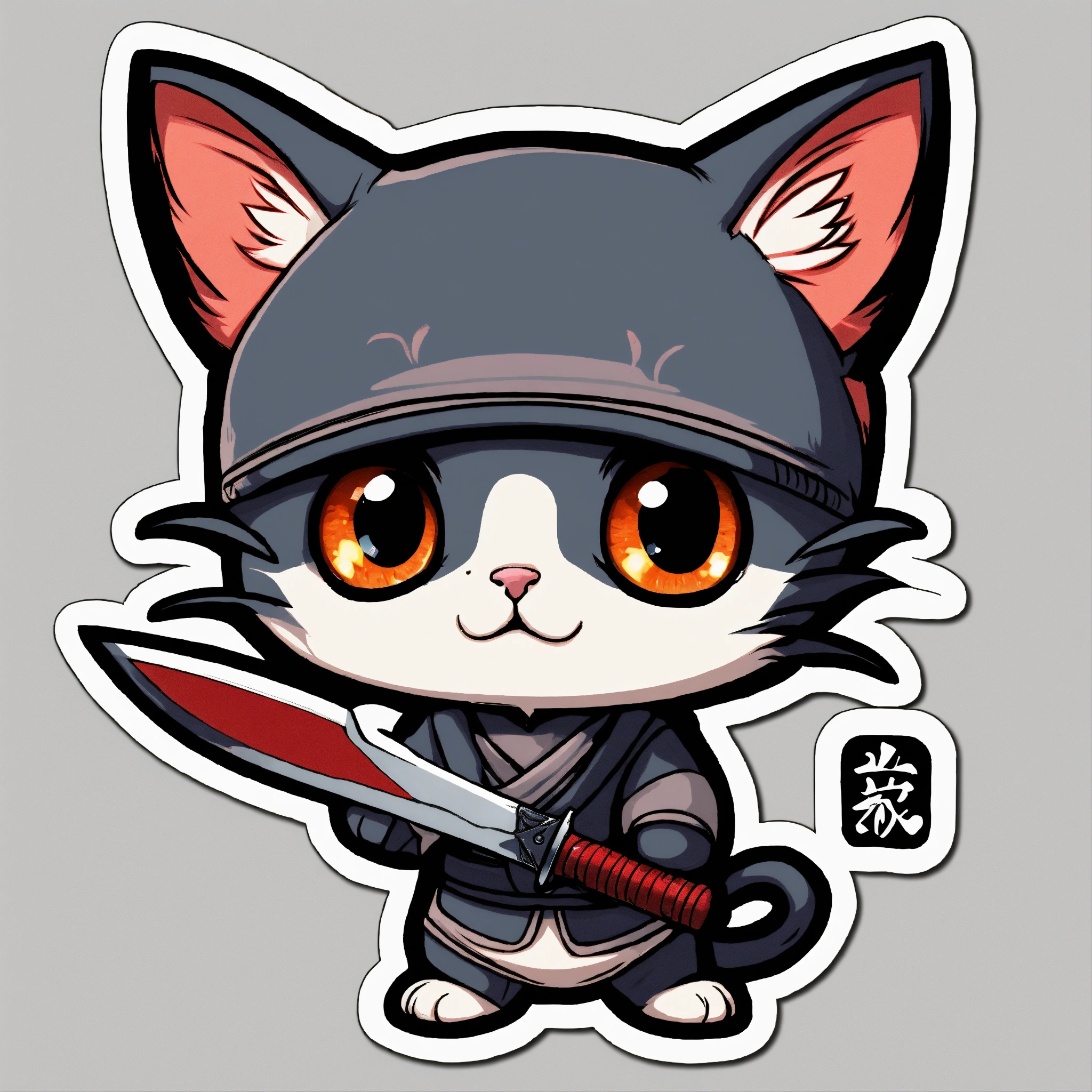 Lexica - Cute anime kitten scarred eye holding a ninja blade, high ...