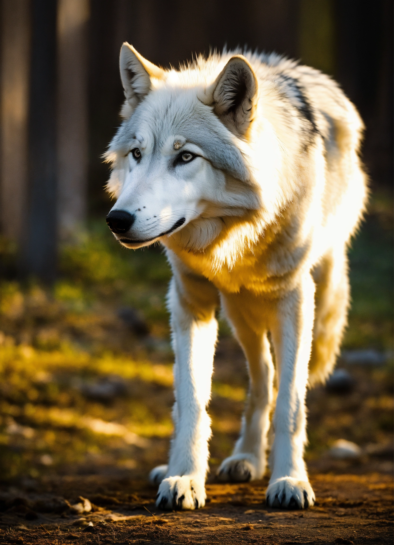 Lexica - A white wolf with a black spot that fades out on all sides ...