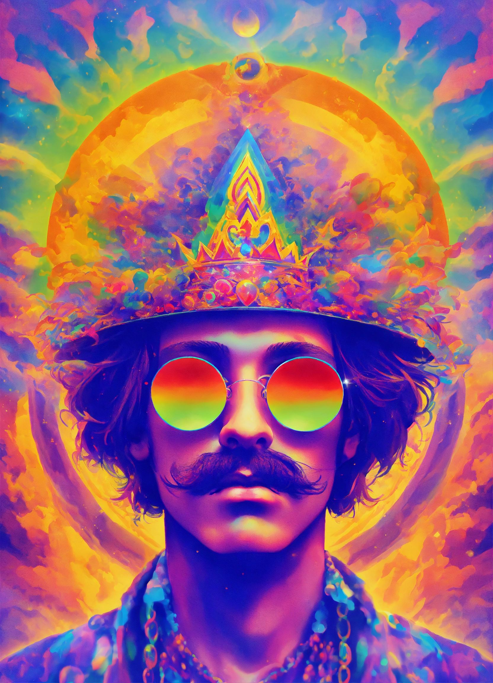 Lexica - Abstract hippy smoking dmt, with universe coming out of his ...