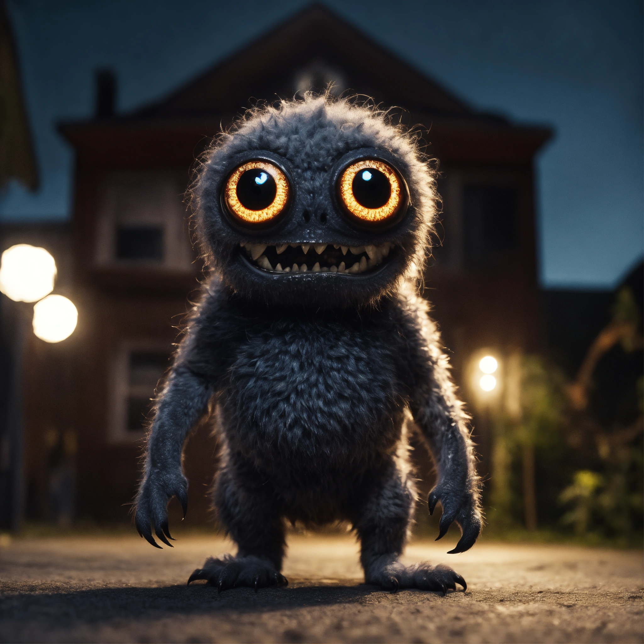 Lexica - Very cute, realistic grey monster whit many eyes standing in ...