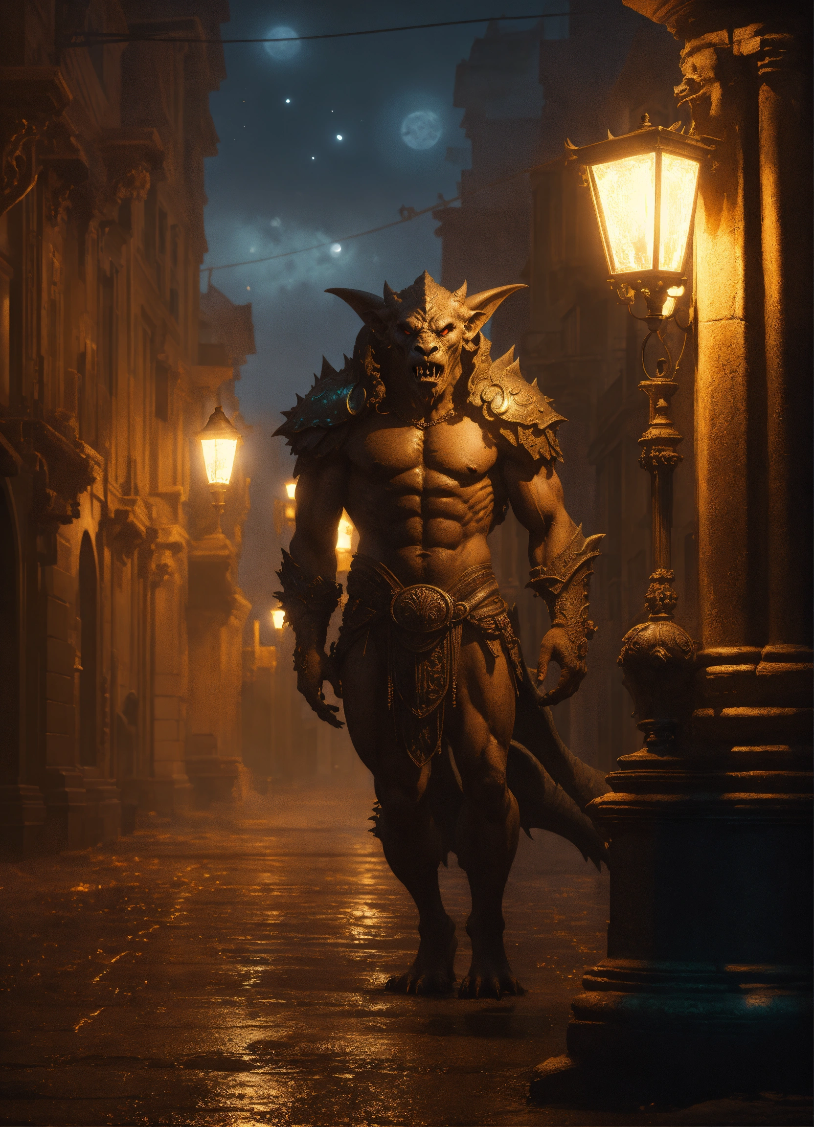 Lexica - Concept art of a an ancient gargoyle monster at night ...