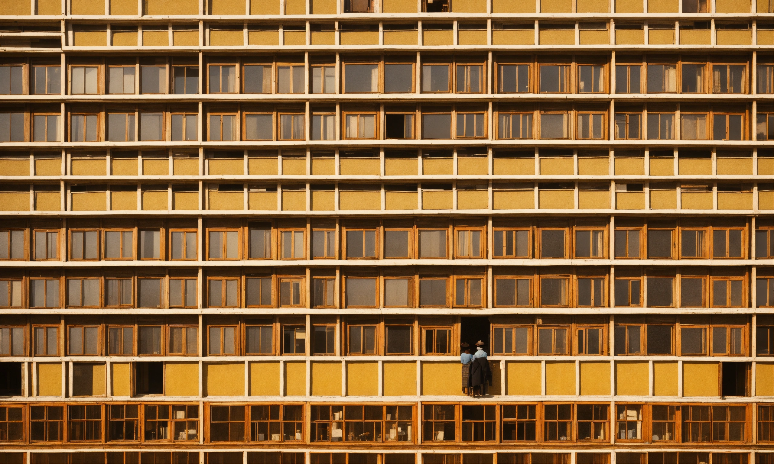 Lexica - Some people look over tall building windows, rural china ...