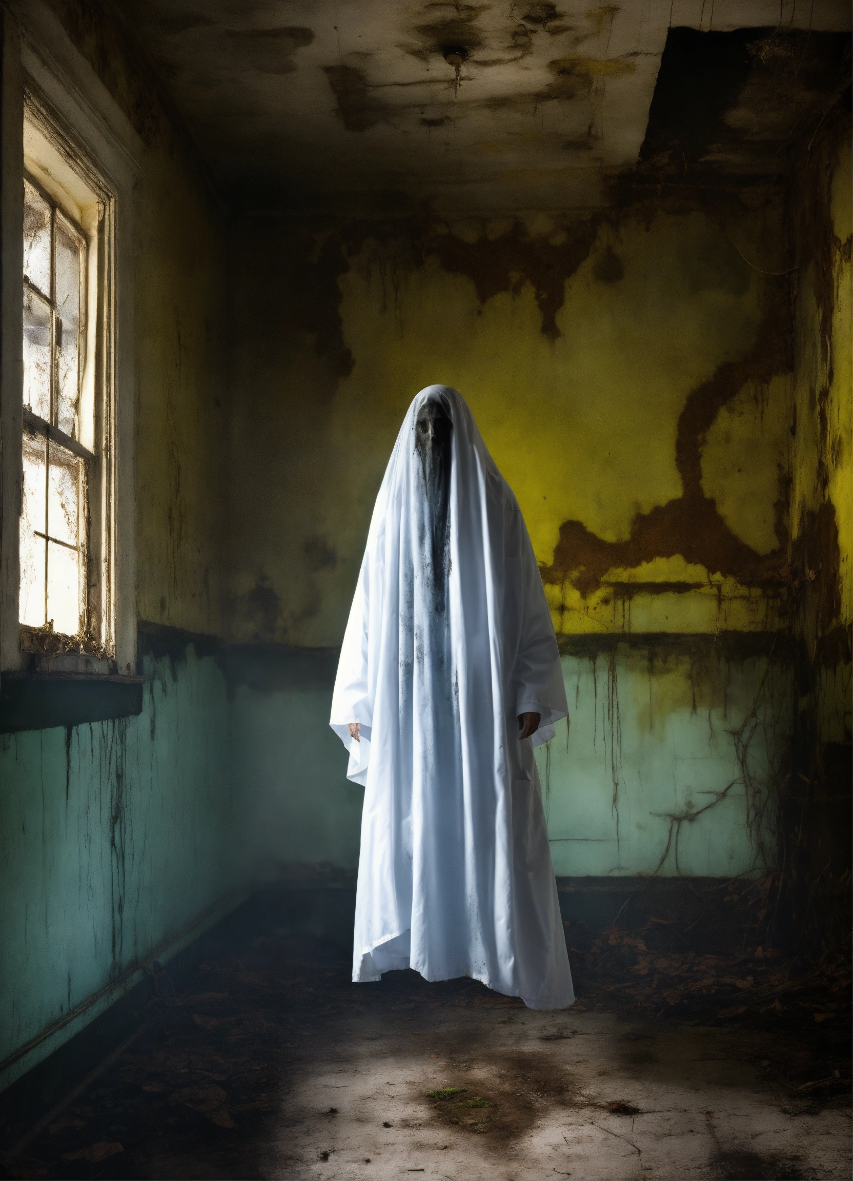 Lexica - Photo realistic, floating flying ghost see-through, haunted ...