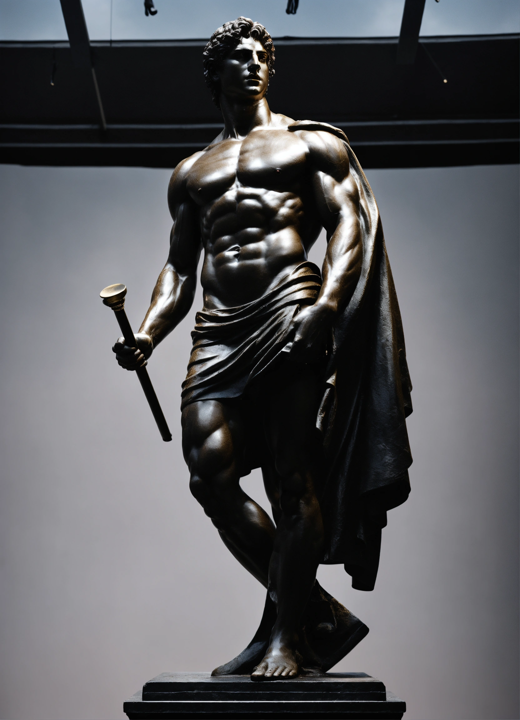 Lexica - Statue of a young muscular greek god out of withe matt black ...