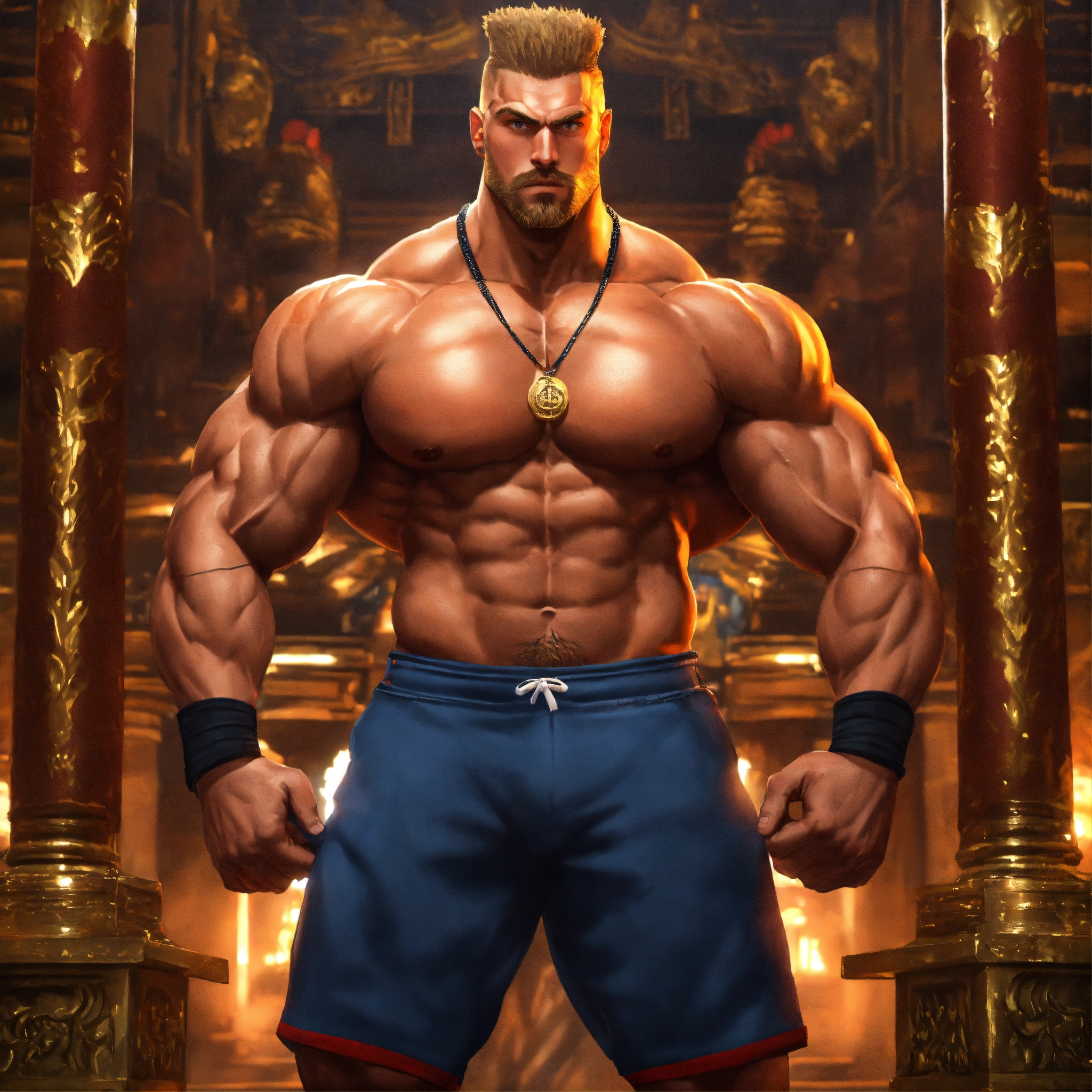 Lexica - 30-year-old hairy man with big muscles, Guile from Street ...