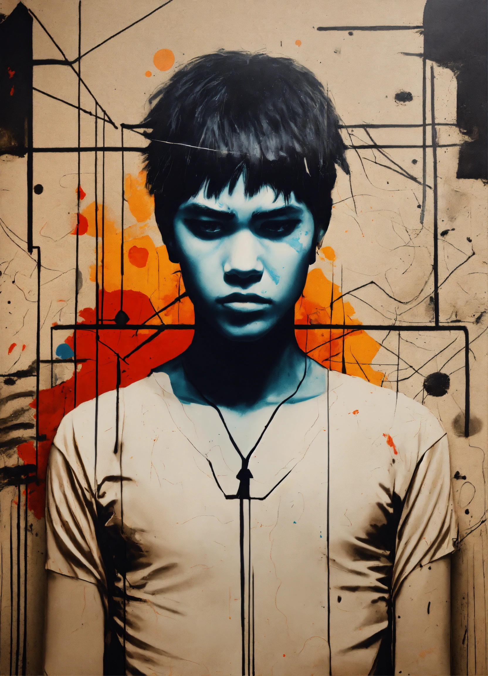 Lexica - Create a poster with the outline of a personification of anger ...