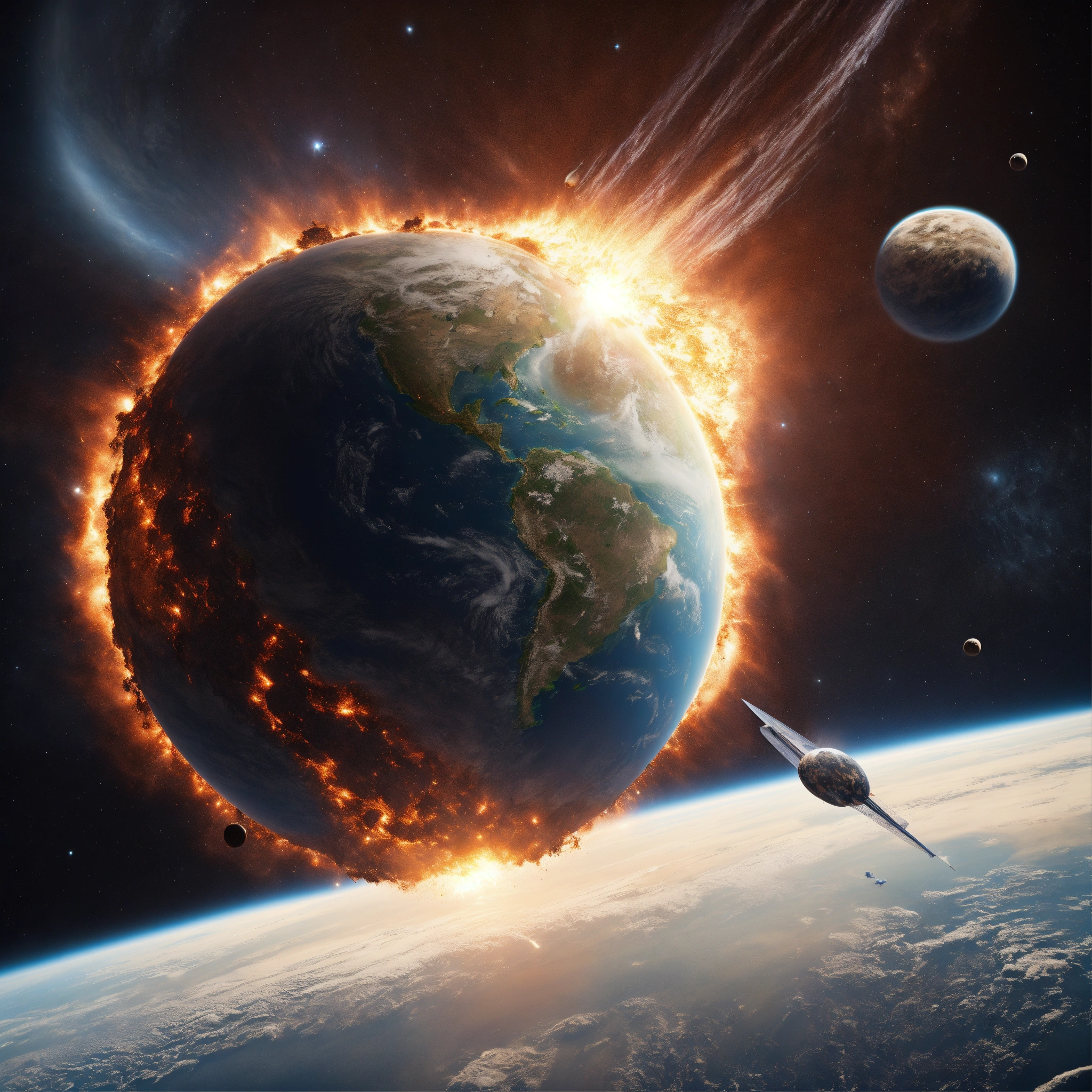 Lexica - Extreem large object crashing in to planet earth in space