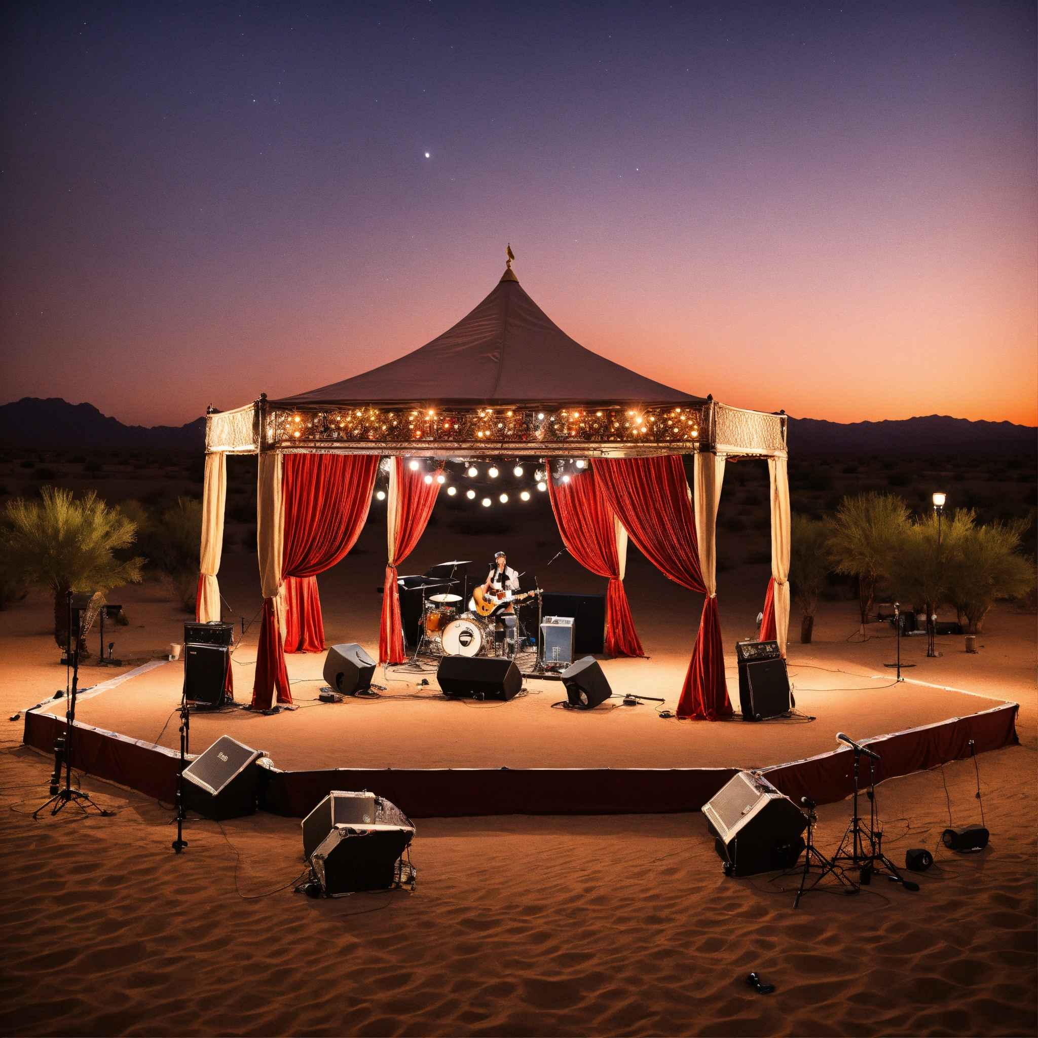 Lexica - Desert Arabian themed outdoor concert stage with live music bands