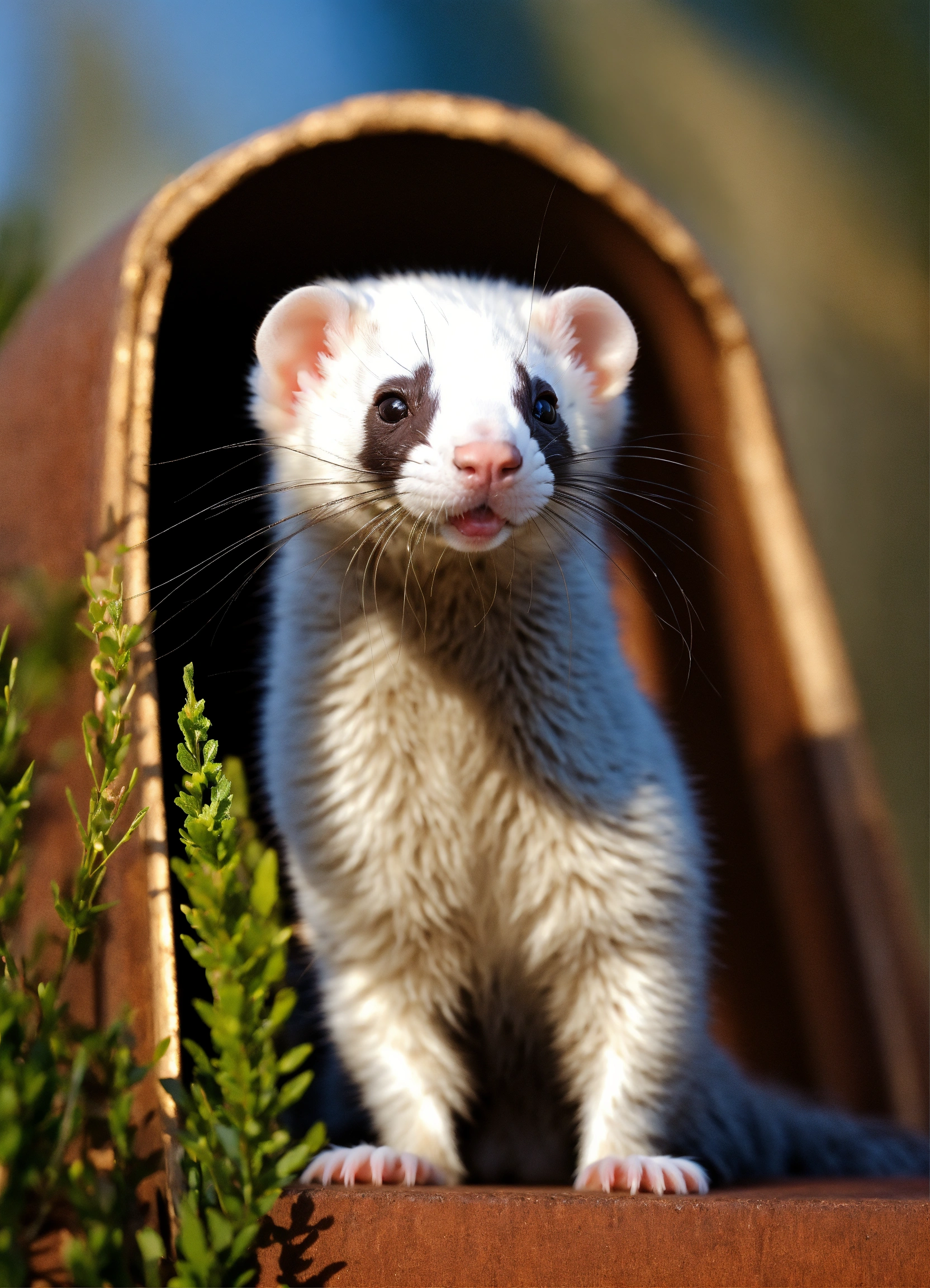 Lexica - Female ferret, silver and white fur, brown eyes, animated ...