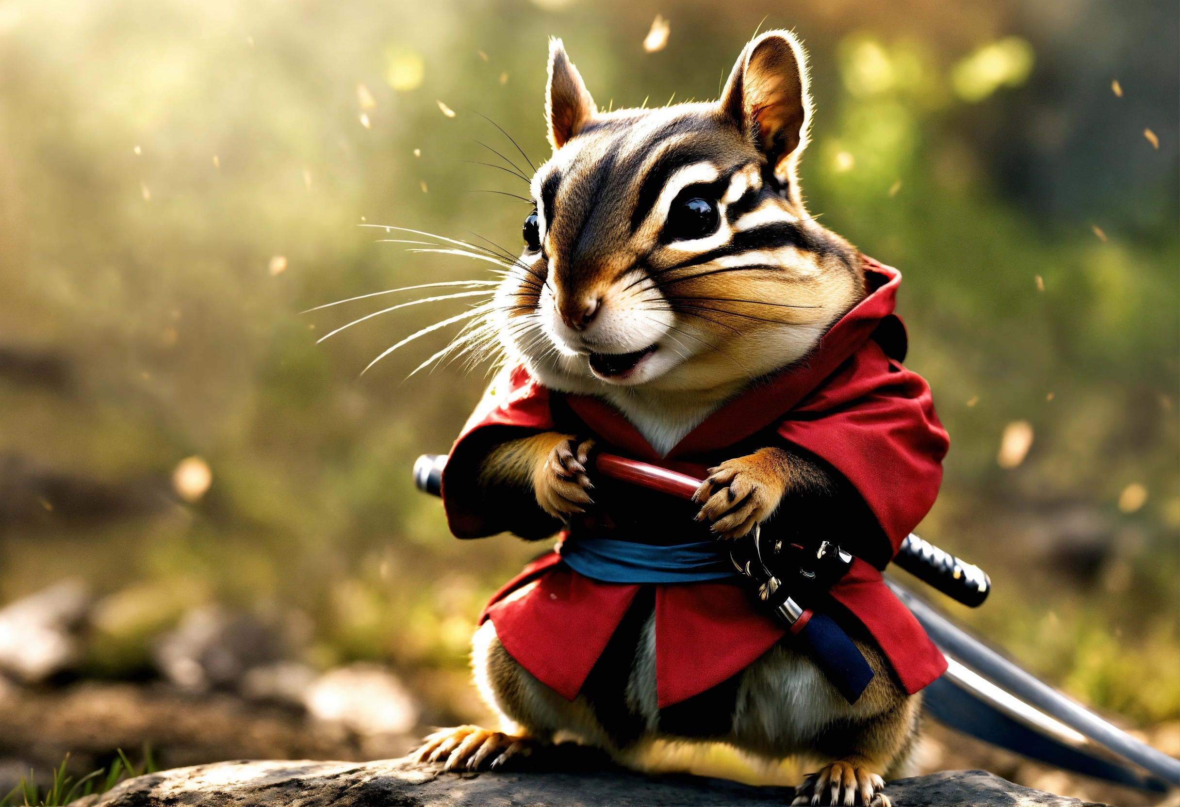 Lexica - Chipmunk samurai. Battlefield. Hyper realistic.