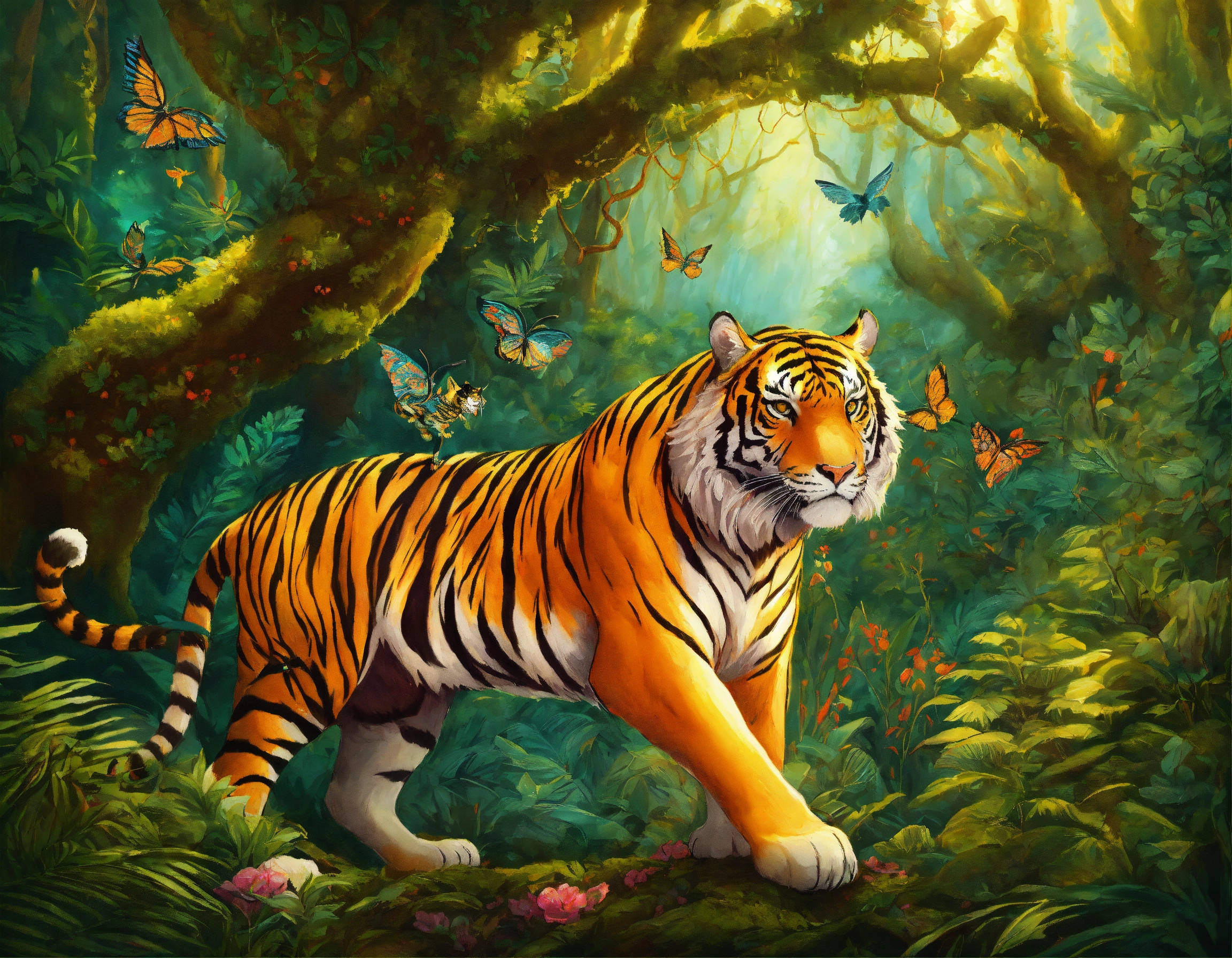 Lexica - Portrait of a fierce winged tiger from myth ridden by a woman ...