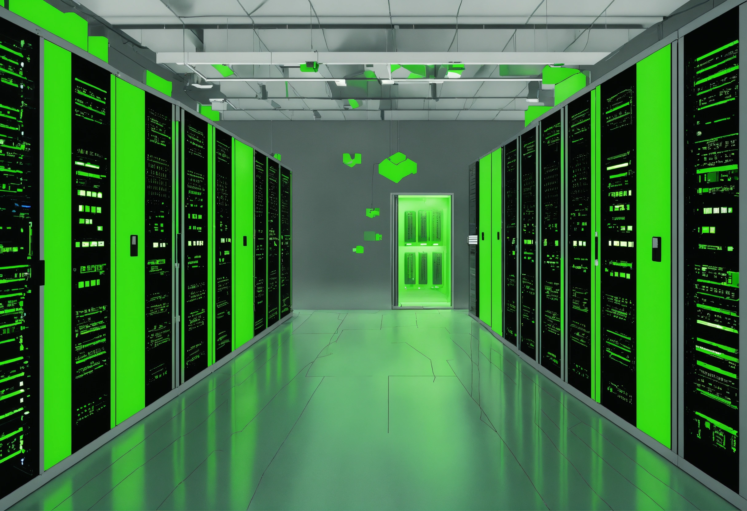 Lexica - IT pop style 2D poster datacenter network servers loading ...