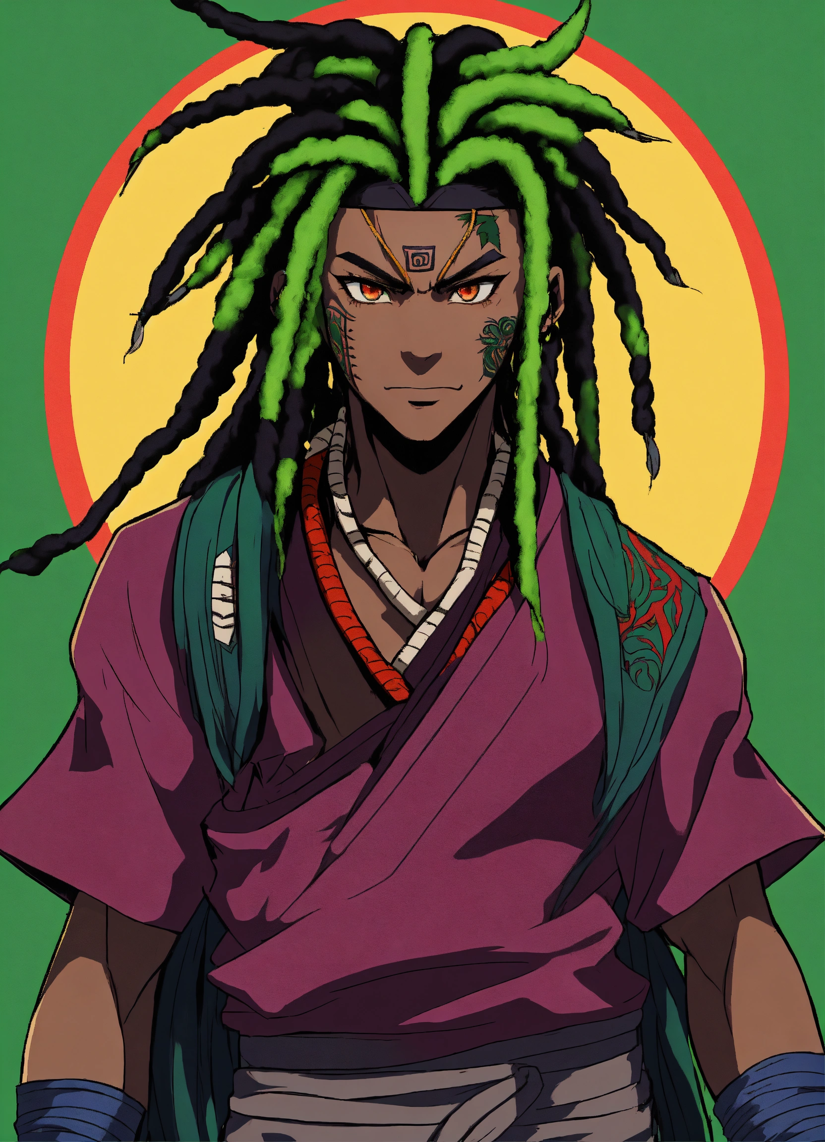 Lexica - African Naruto anime styled character, muscular physique, long ...