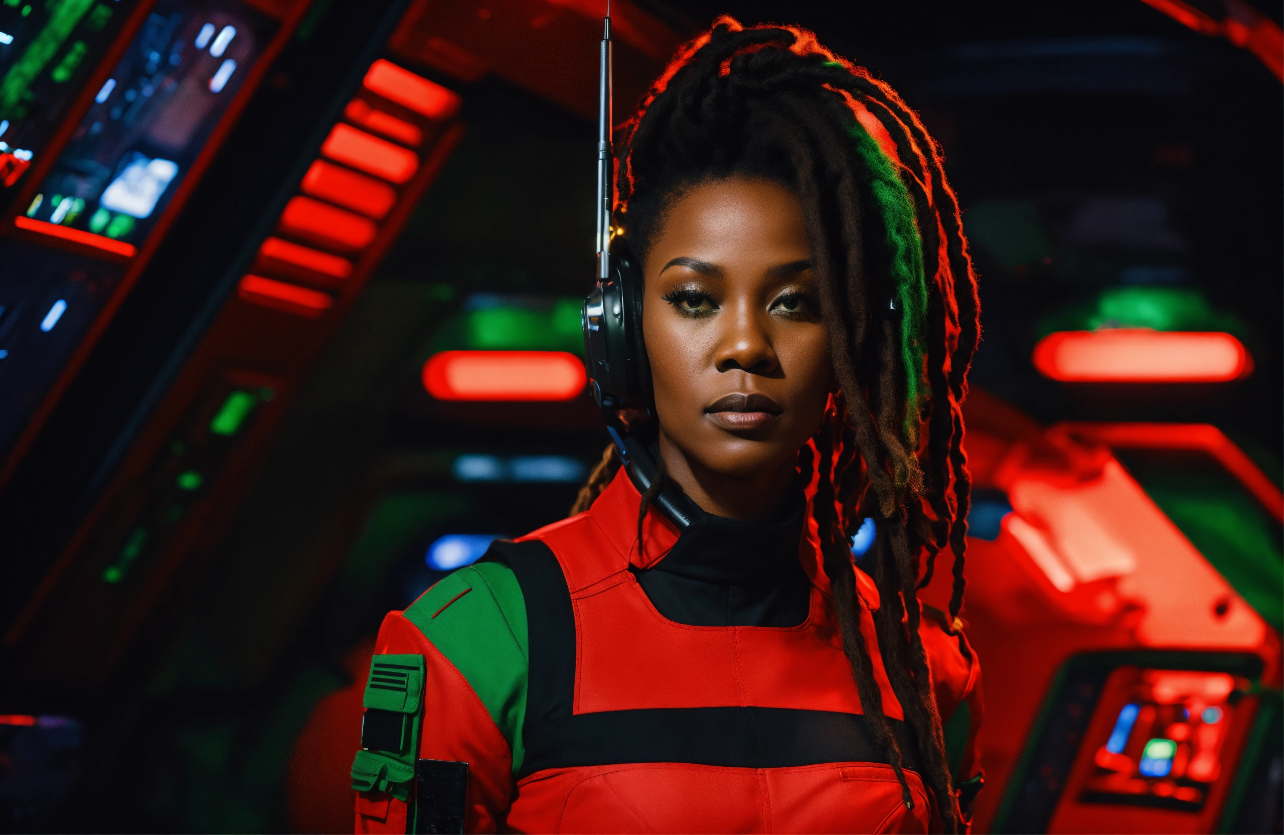 Lexica - Full body view of a serious black woman with dreadlocks as a ...