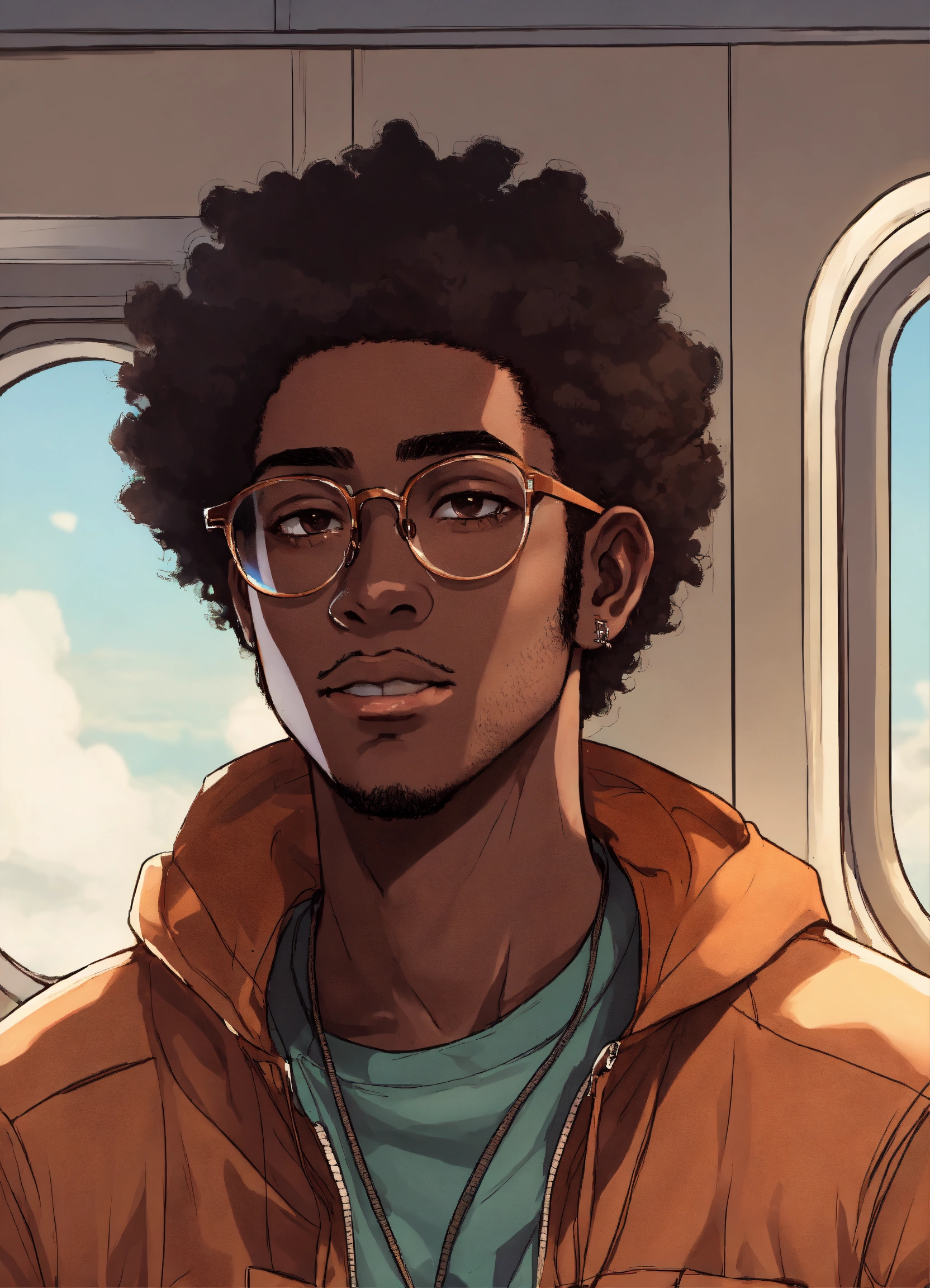 Lexica - Young African Carribean male, 20s, rectangular glasses, soft ...