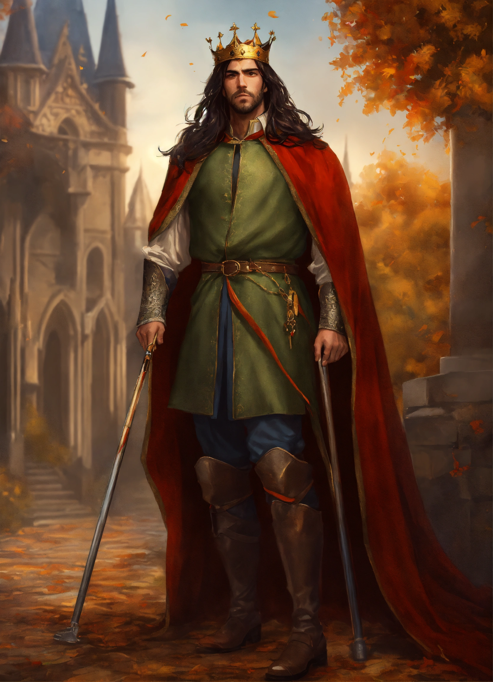 Lexica - A handsome, serious, sad man with long, straight, dark hair ...