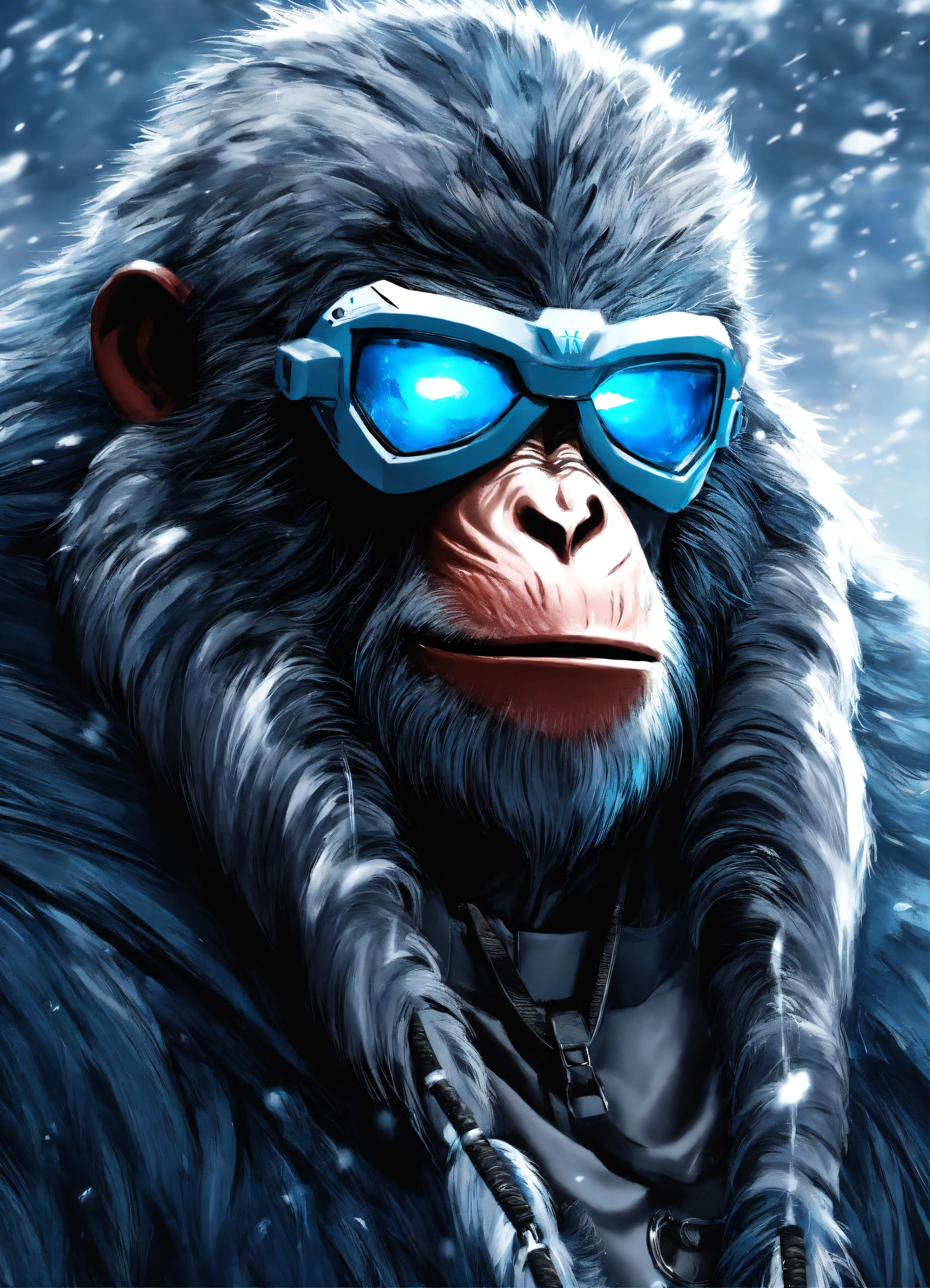 Lexica - Realistic, digital illustration art, Arctic Ape, has adapted ...