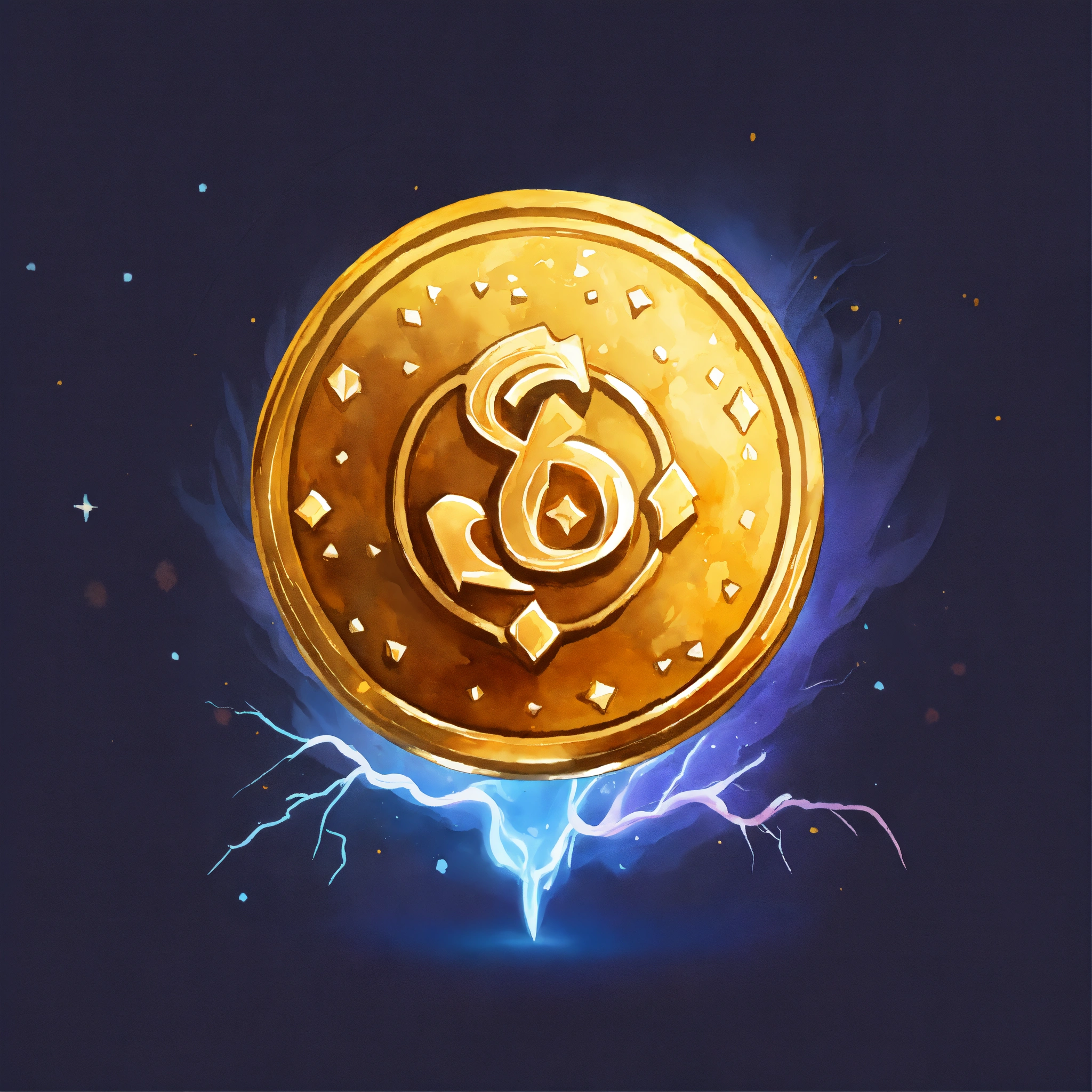 Lexica - A gold coin with the symbol of a magical thunderstorm, game ...