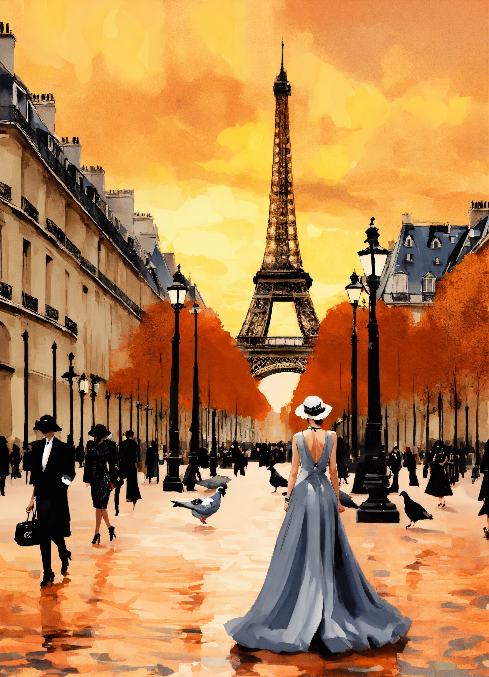 Lexica - Fashion show chanel, paris architecture background, pigeon ...