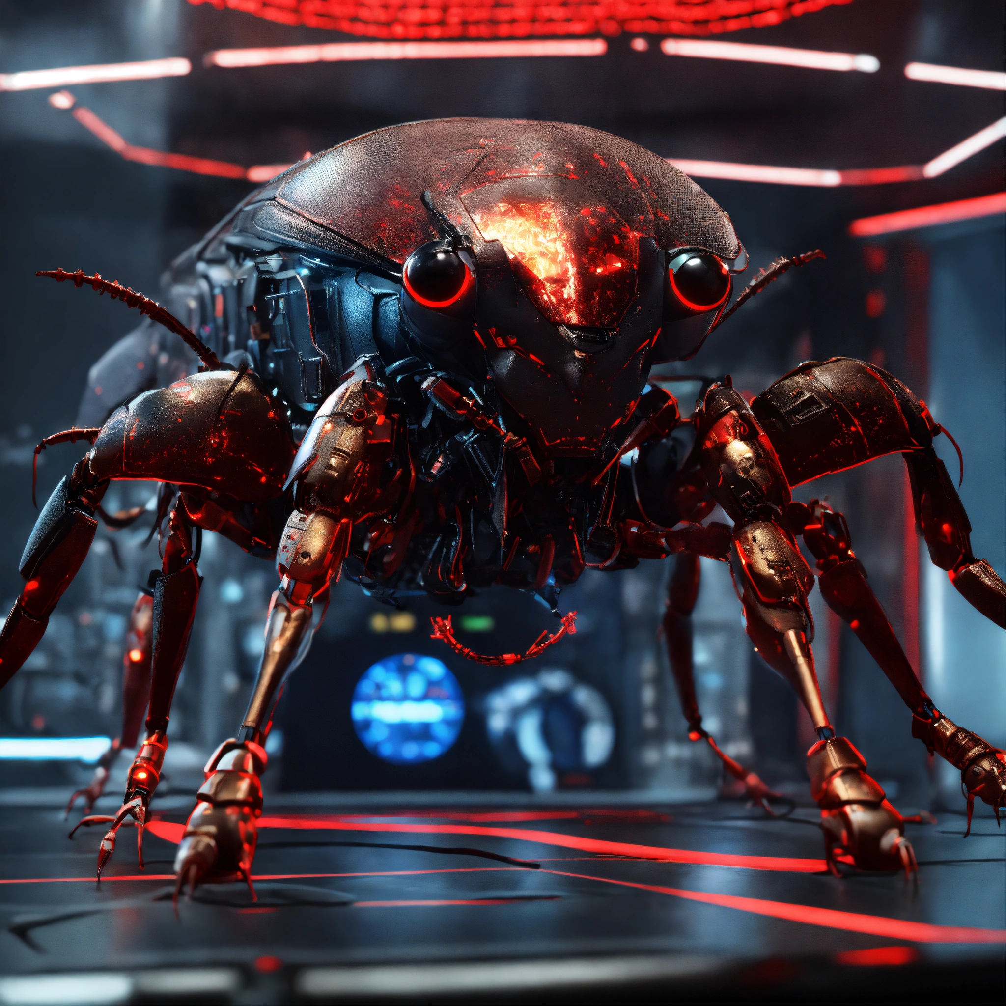 Lexica - 3 black cockroach faced humanoids with red eyes and detailed ...