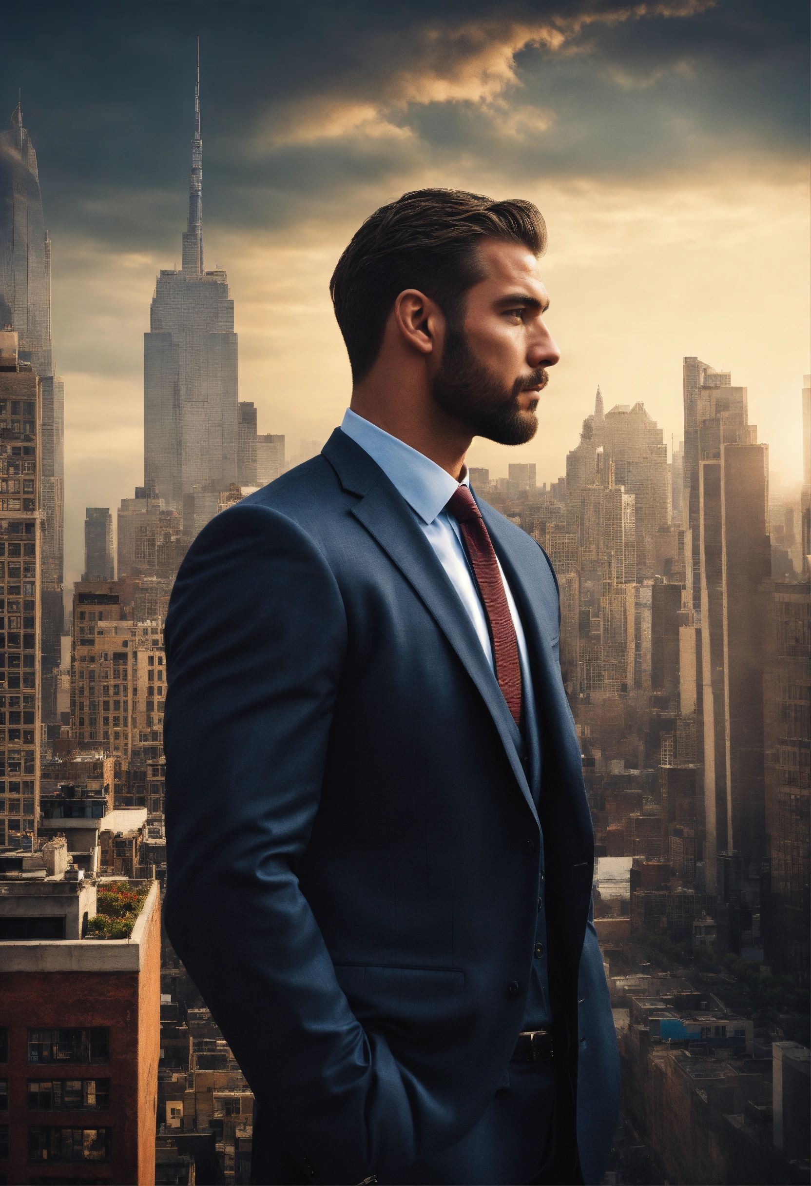 Lexica - Design a compelling image, tall and strong man, side profile ...
