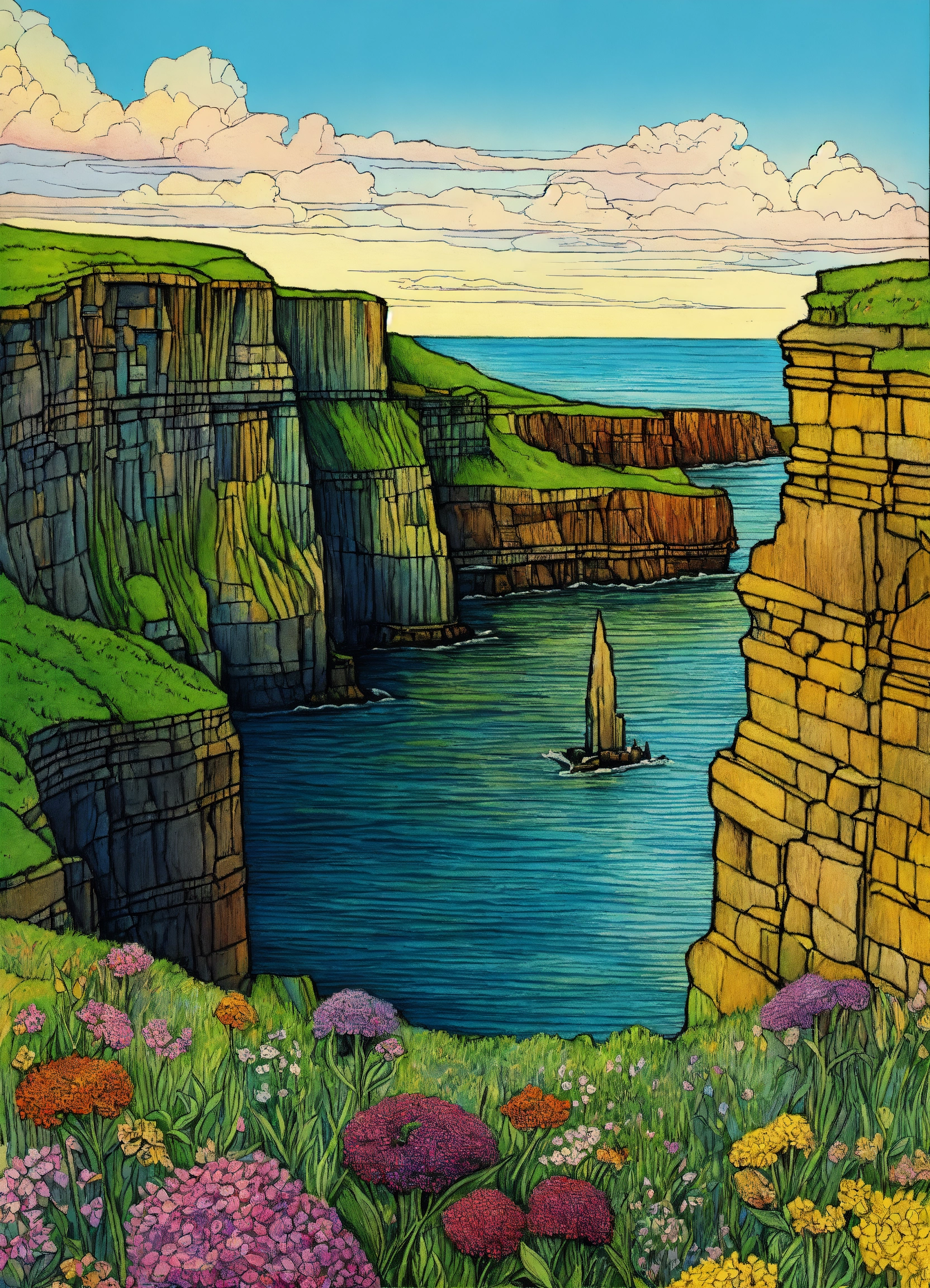 Lexica - Cliffs of Moher a beautiful and highly detailed bright colors ...