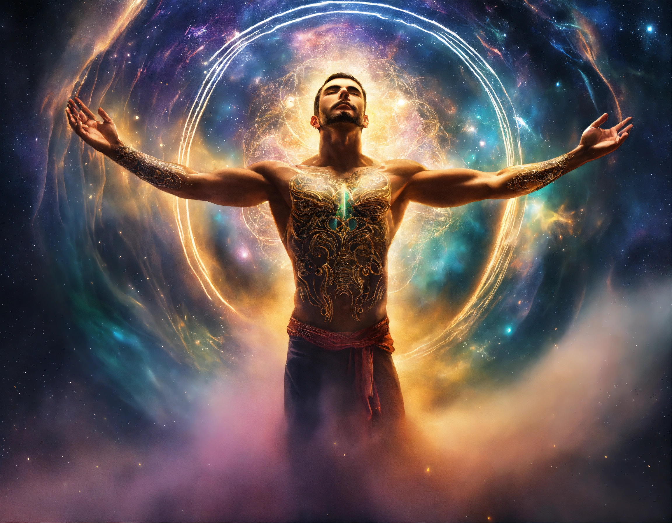 Lexica - Create an image of a man being transformed into a dimension ...