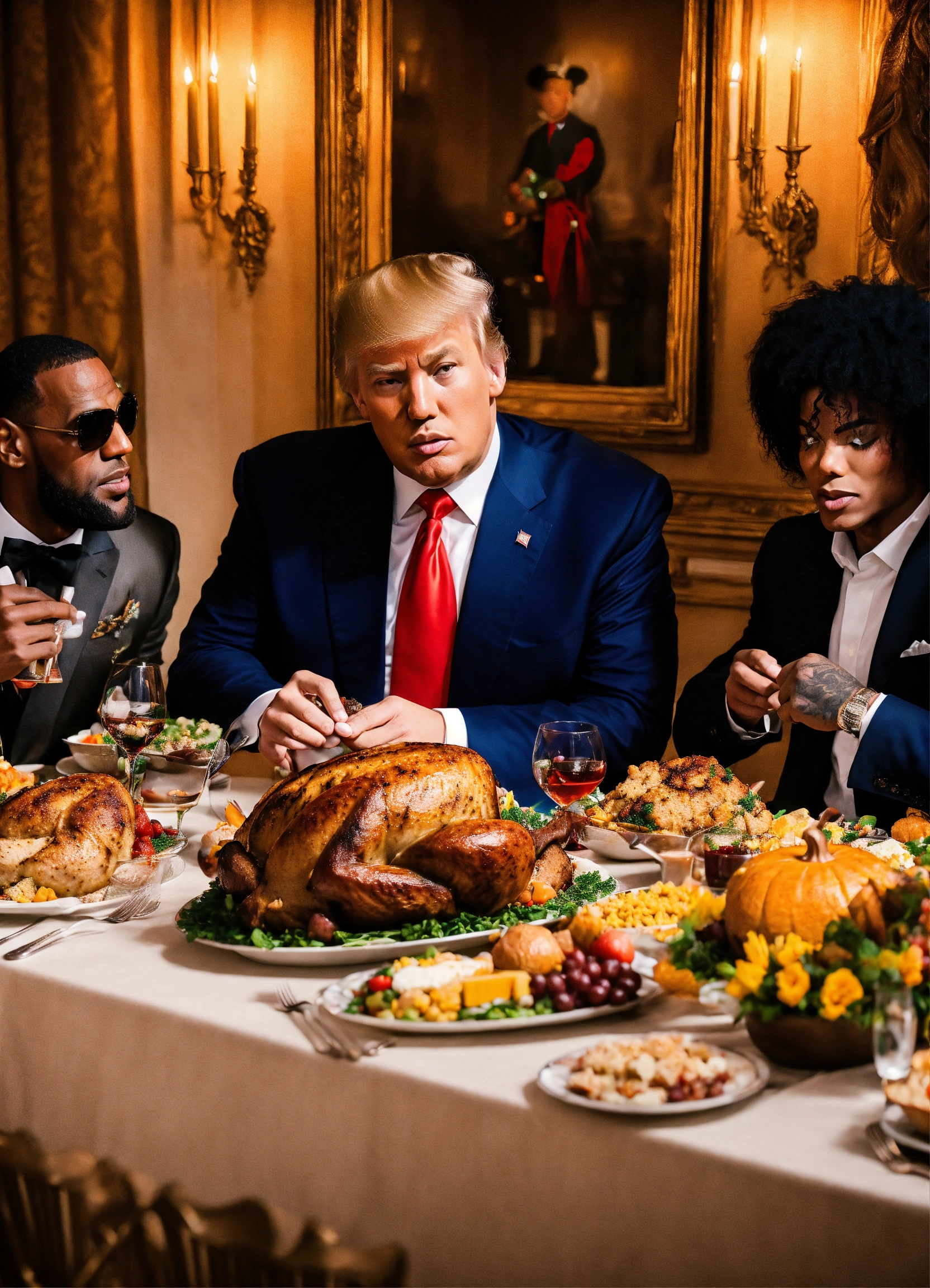 Lexica - Photo realistic shot of lebron james eating thanksgiving ...