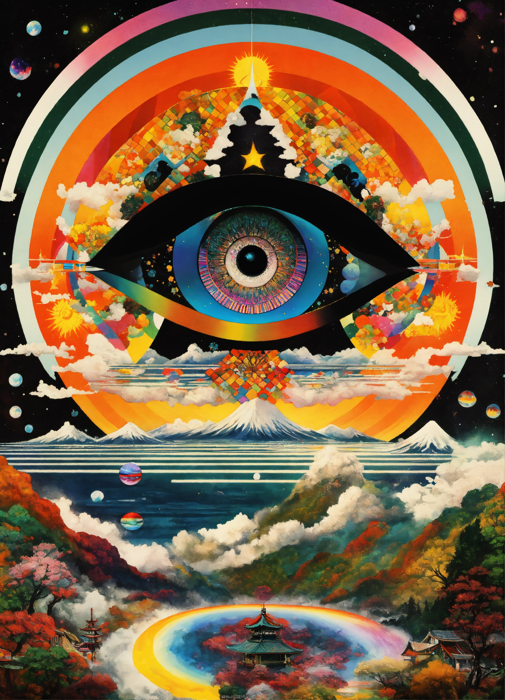 Lexica - Eye ball Japanese vintage poster ,oriental , psychedelic realm ...