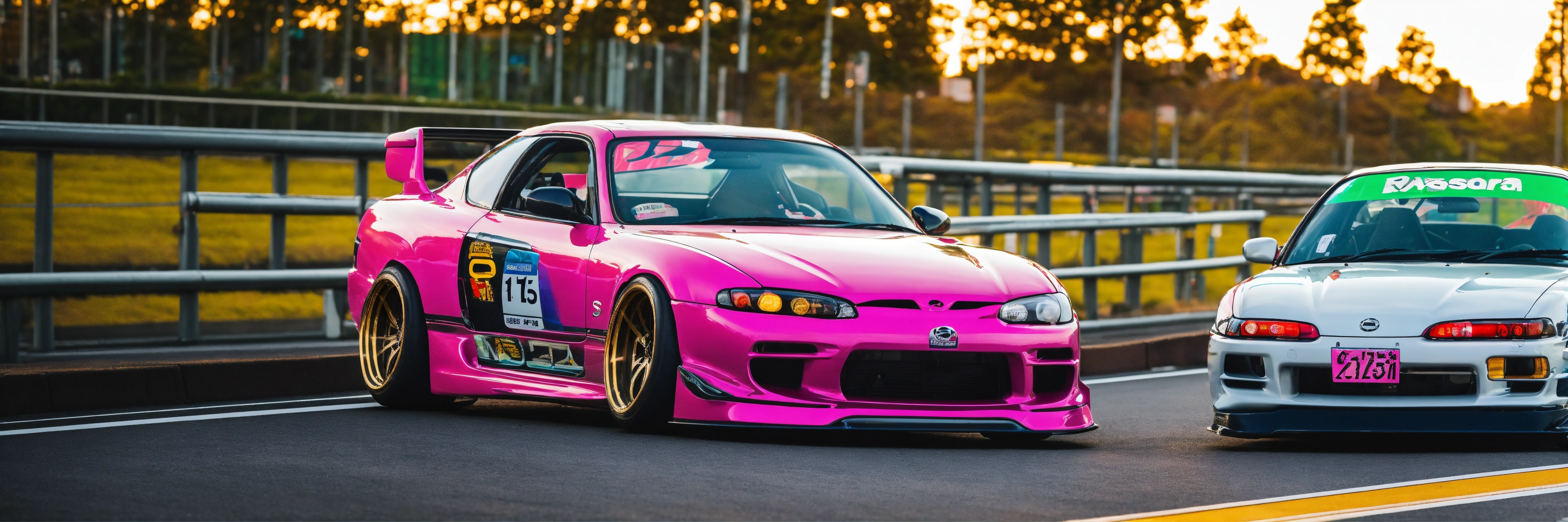 Lexica - A colorful pink Nissan Silvia S15 with a wide-body kit racing ...