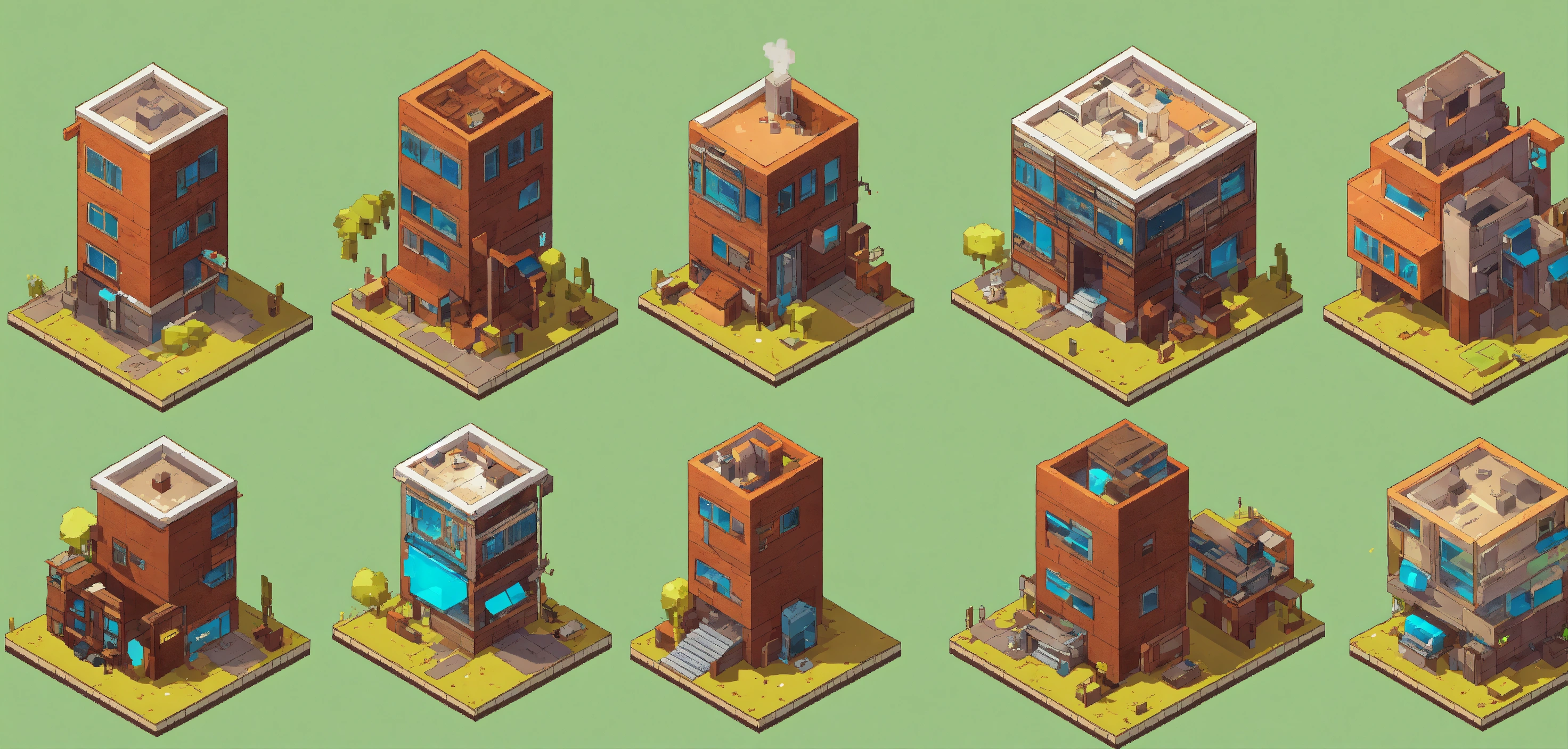 Lexica - Simple clean blocky 2d isometric pixel concept sprites of an ...