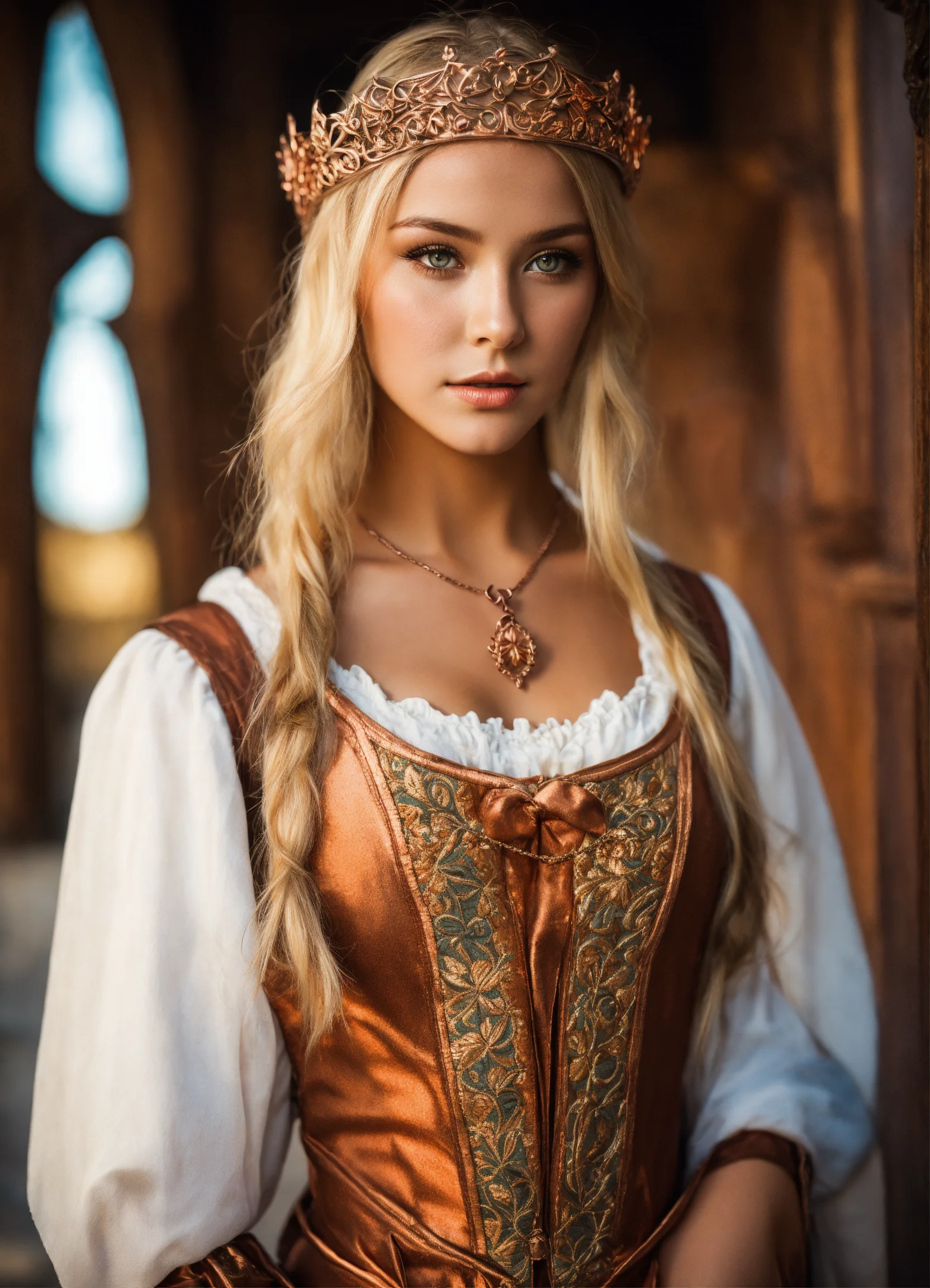 Lexica - Beautiful girl, blond hair, tanned skin, copper-colored eyes ...