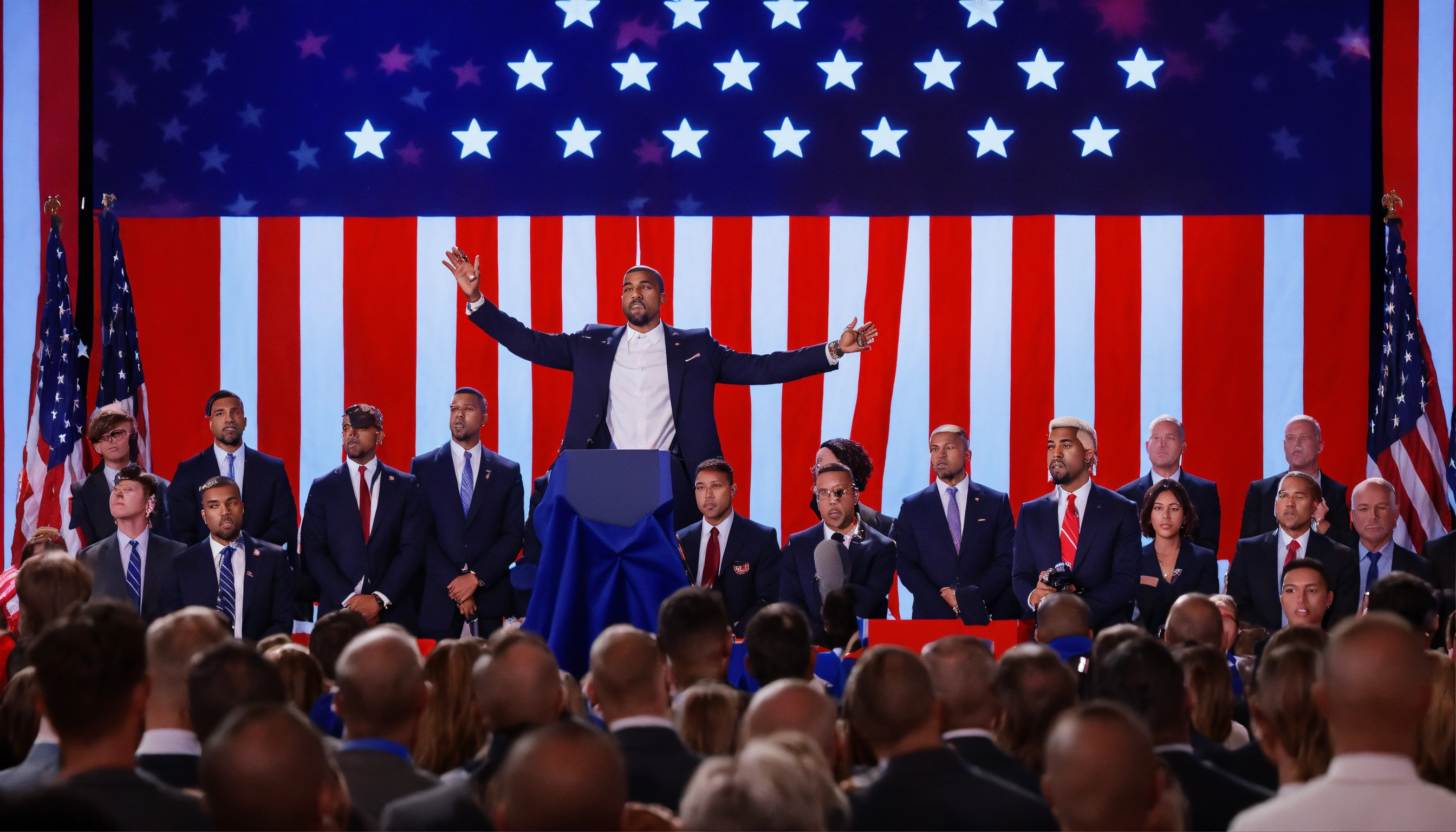 Lexica - An ultrarealistic photograph of Kanye West, president, in suit ...