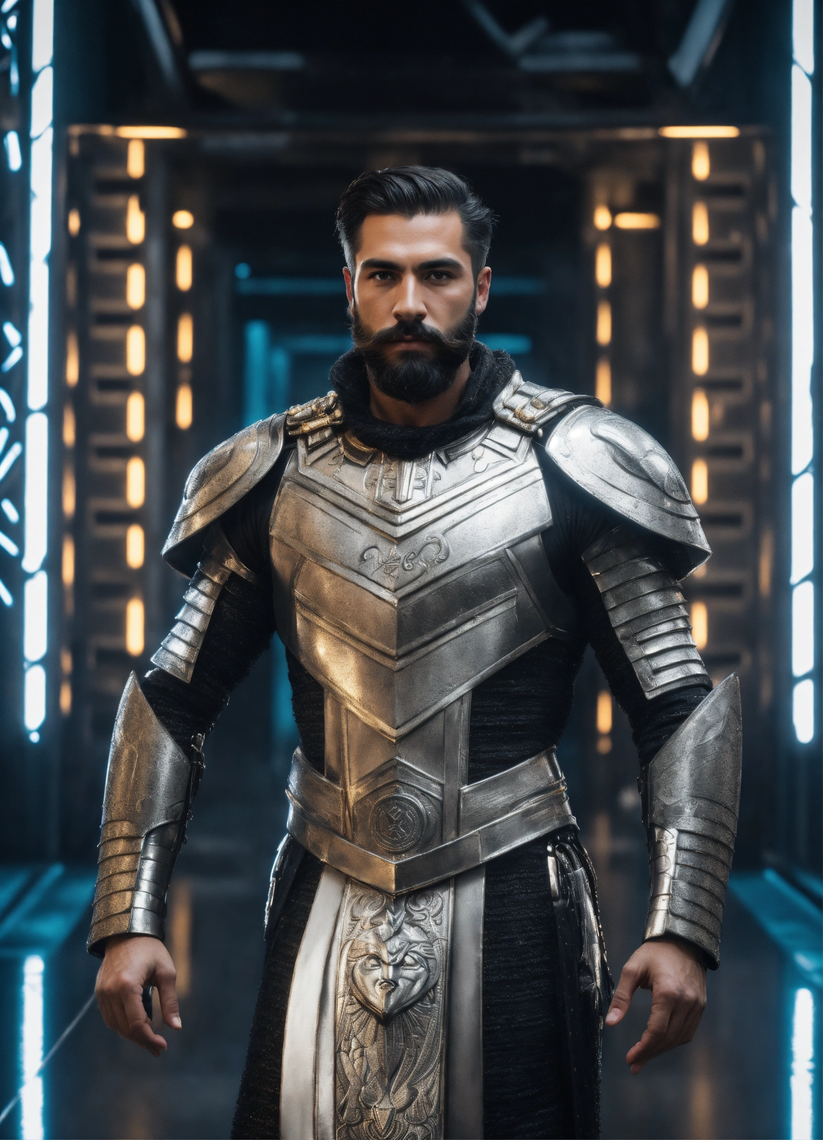 Lexica - Well groomed bearded man, a strong handsome white god wizard ...