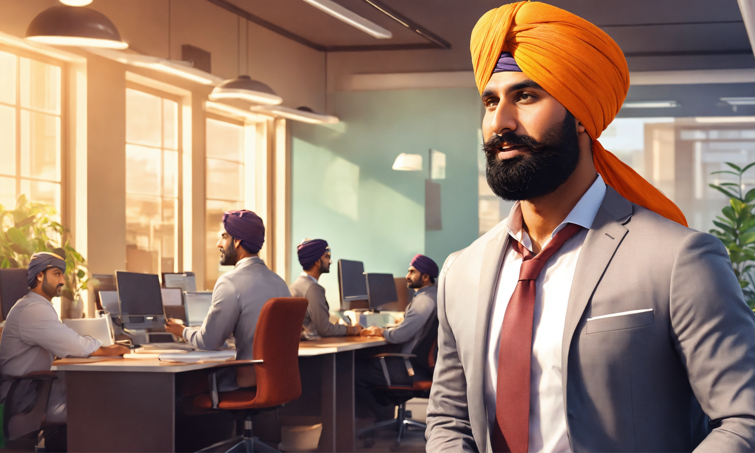 Lexica - Create an realistic illustration of punjabi man with turban ...