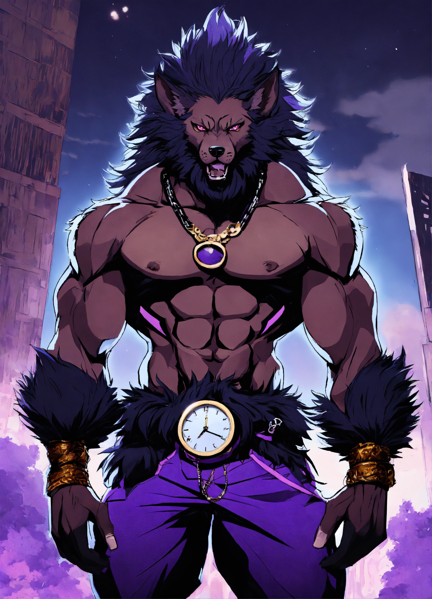 Lexica - African werewolf anime character, muscular physique, which is ...