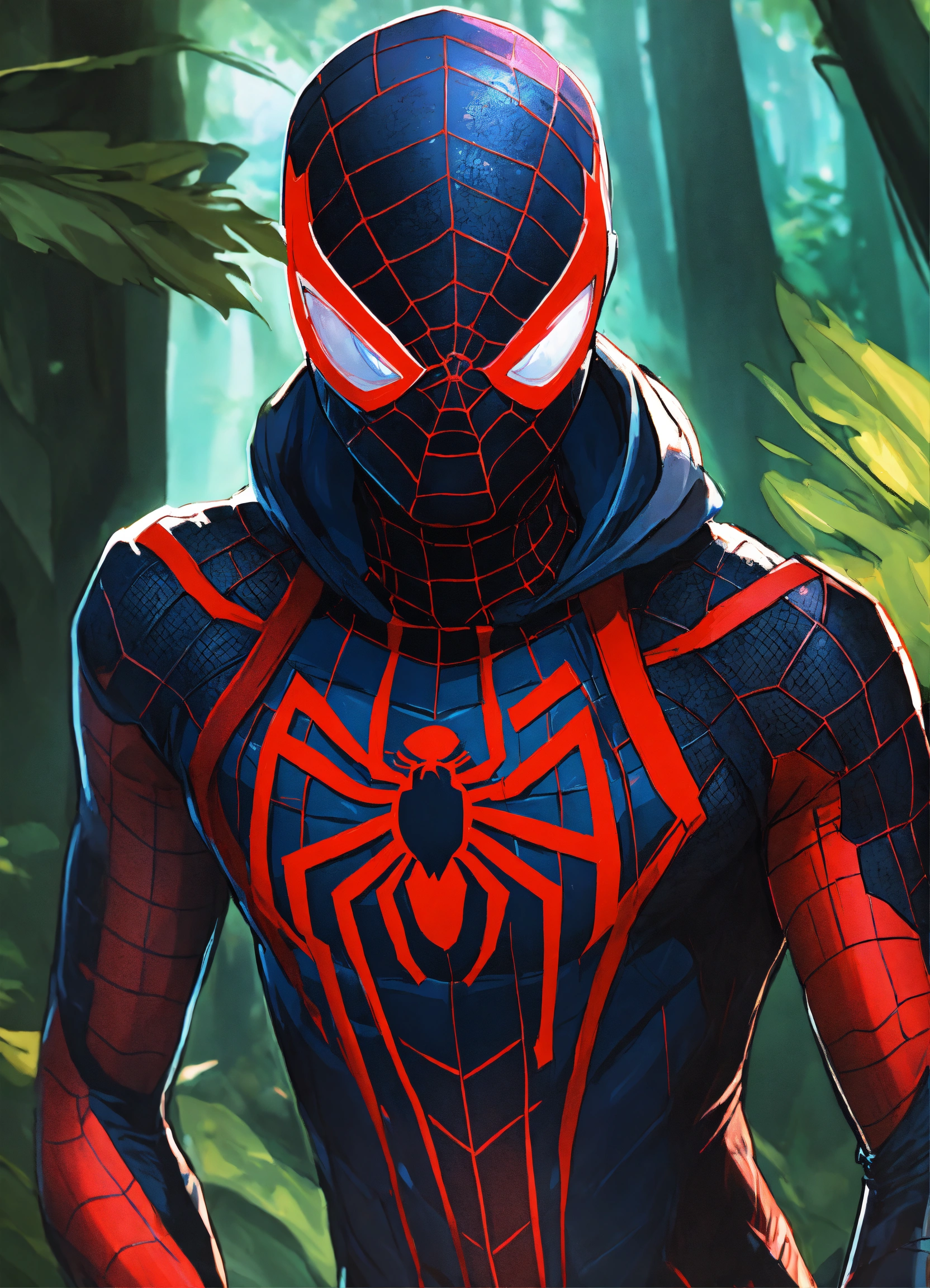 Lexica - Anime version of miles morales visual magical forest, stunning ...