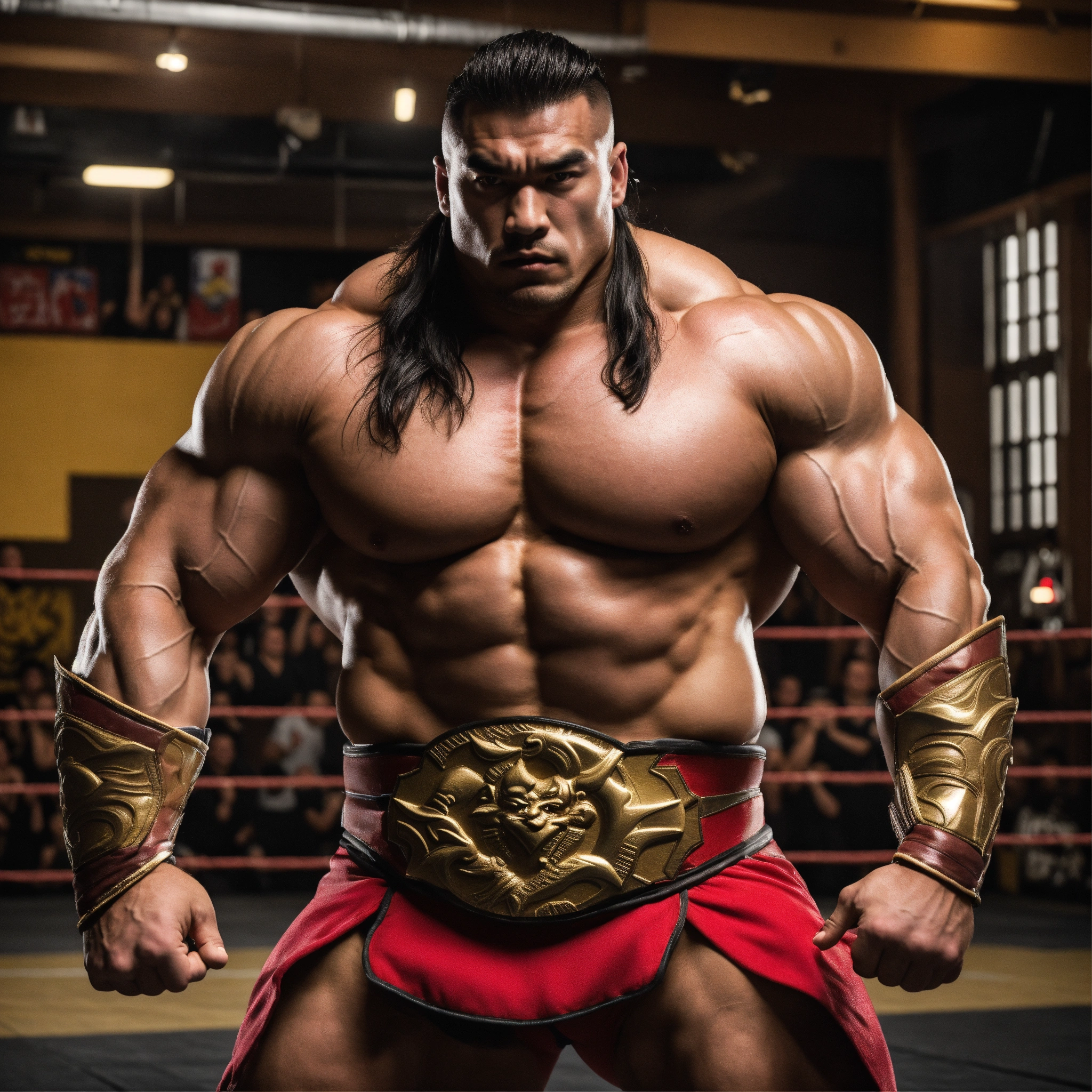 Lexica - 30-year-old wrestler with big muscles in a dojo, bodybuilder ...