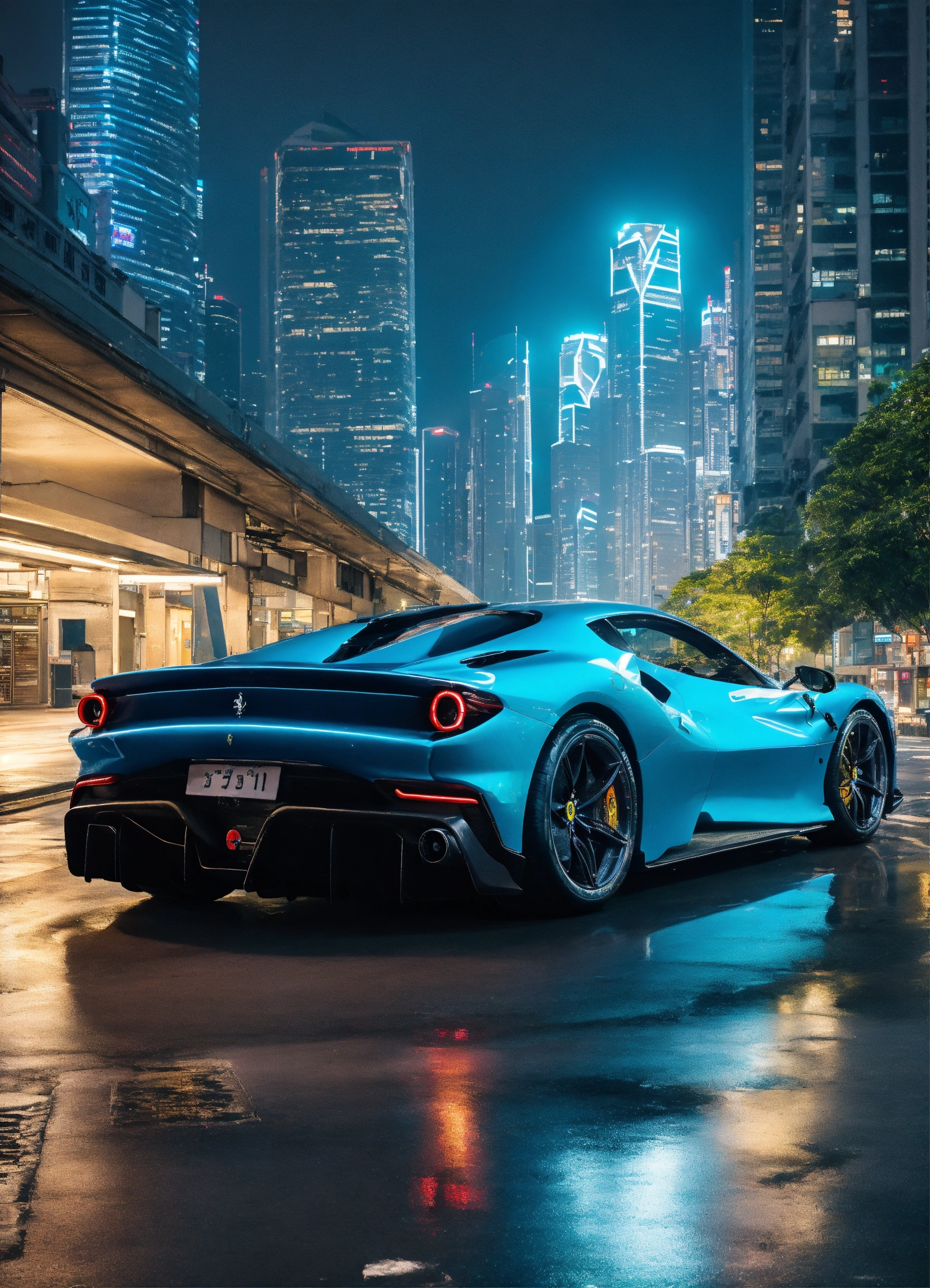 Lexica - 2023 Ferrari SF90 Stradale cyan, doors opened, metallic ...
