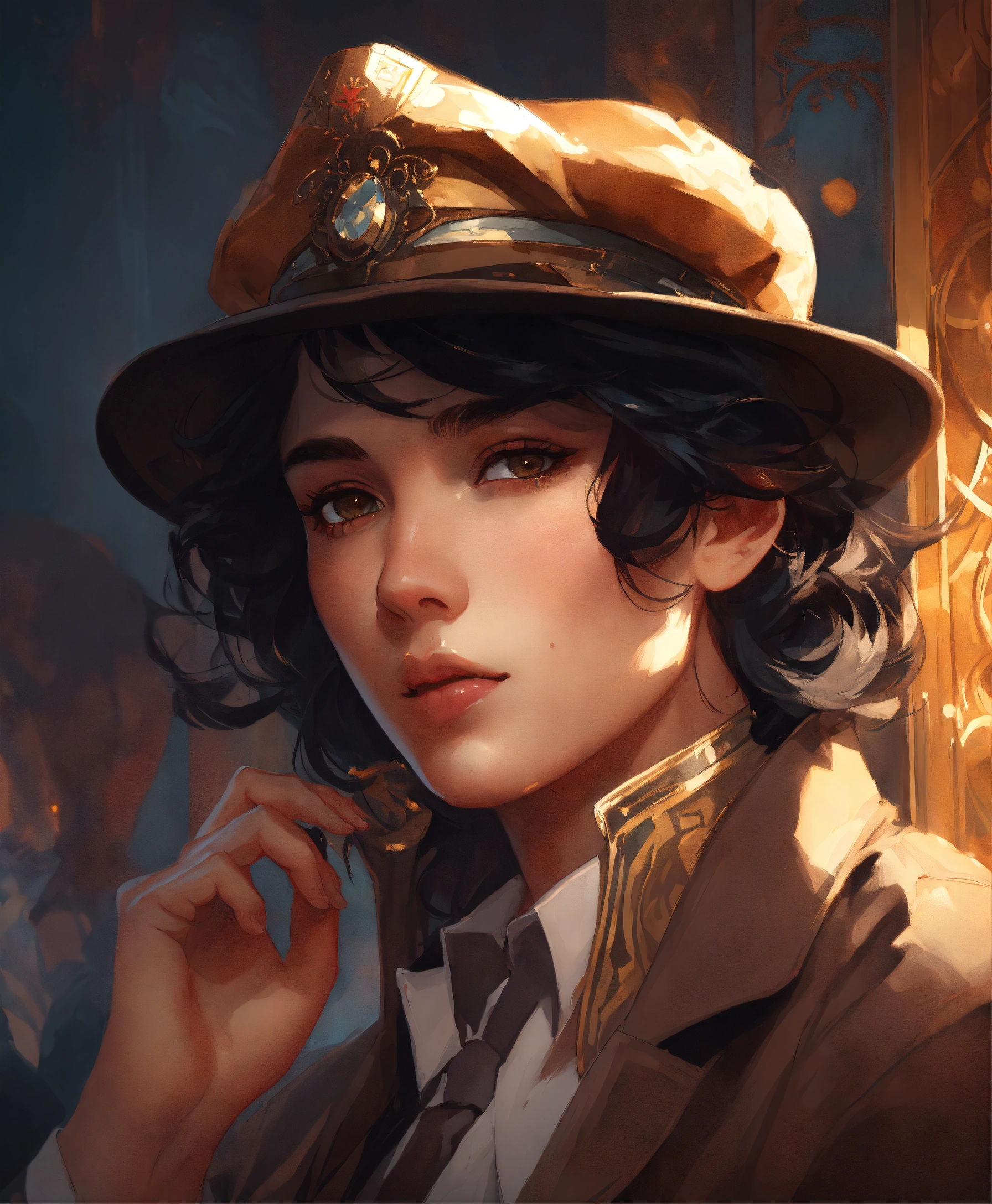 Lexica - Young flatterer scammer with hat applauding with smug face ...