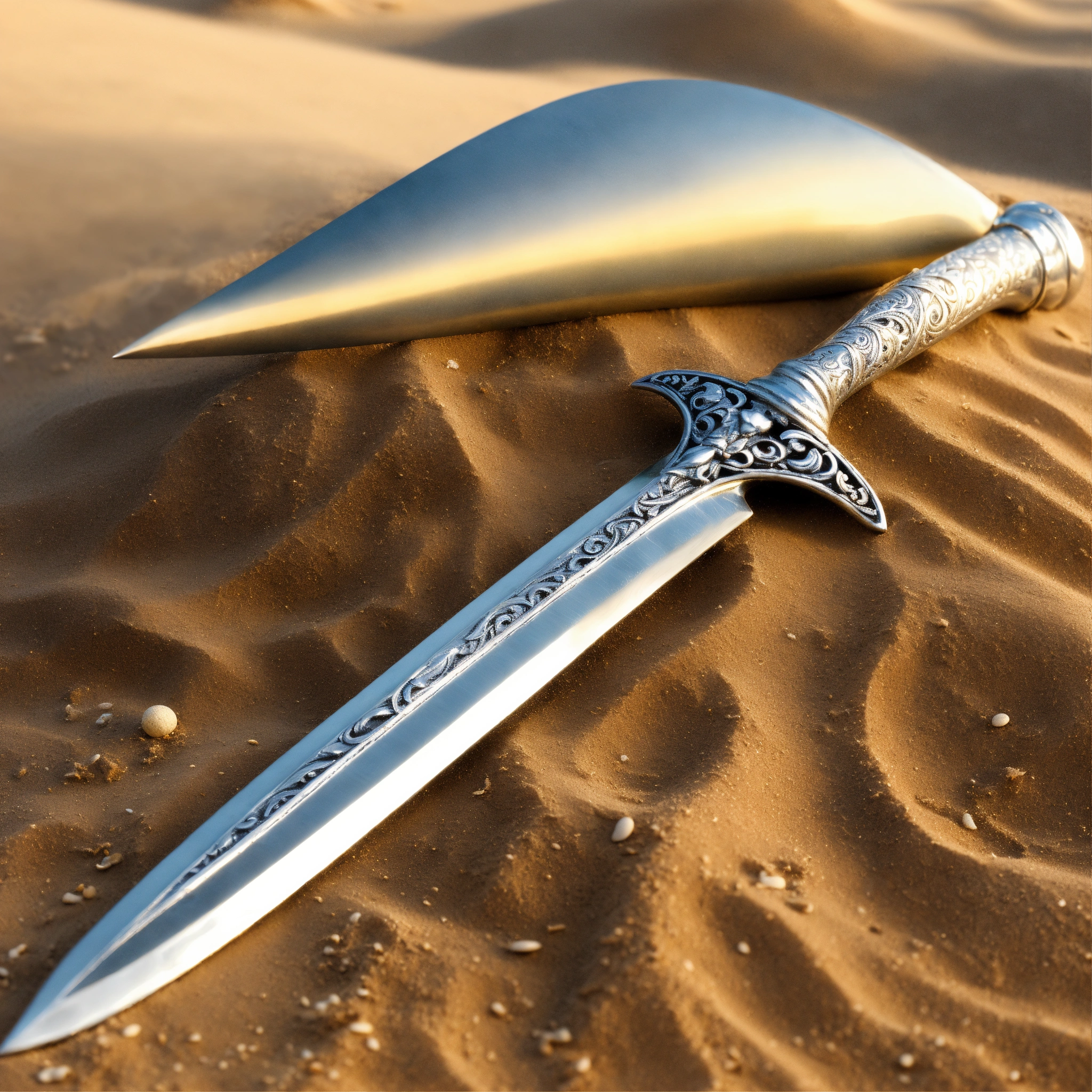 Lexica - 8k, picture of a narrow and delicate wavy curved dagger made ...